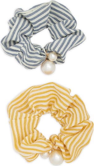 Tasha Assorted 2-Pack Faux Pearl Stripe Scrunchies | Nordstrom