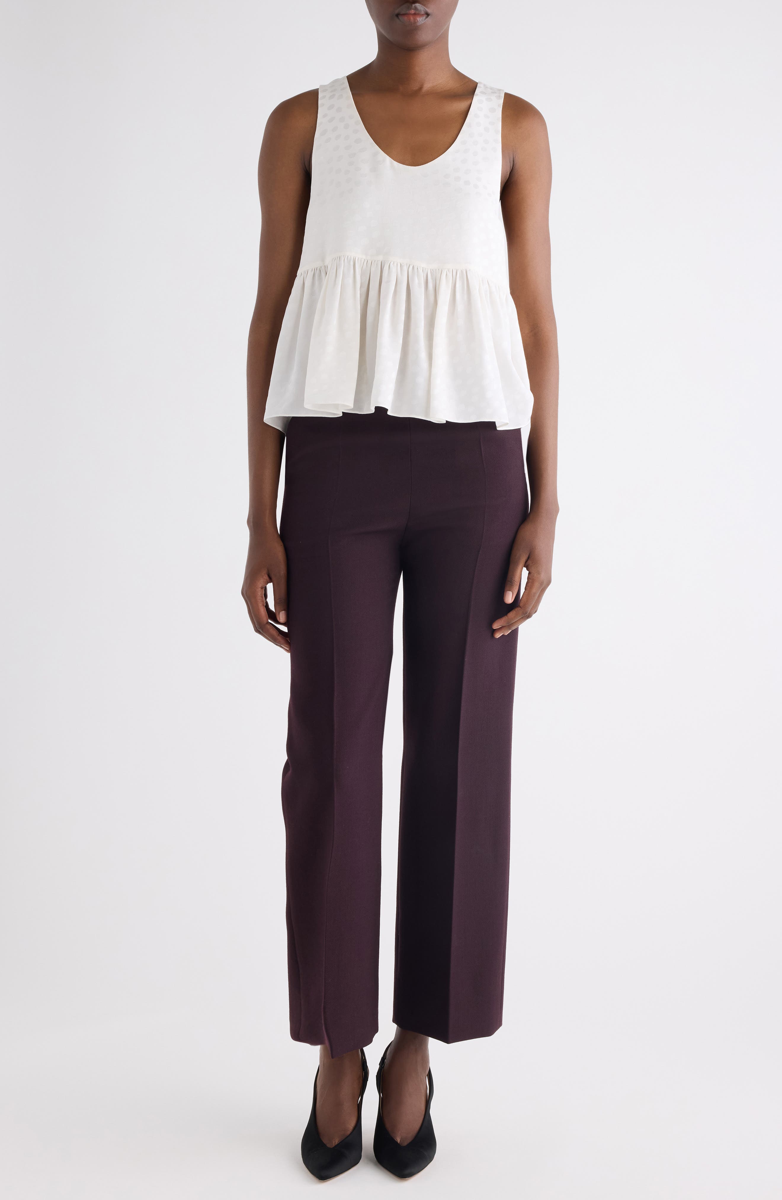 Chloé Polka Dot Jacquard Organic Silk Crêpe de Chine Tank | Nordstrom