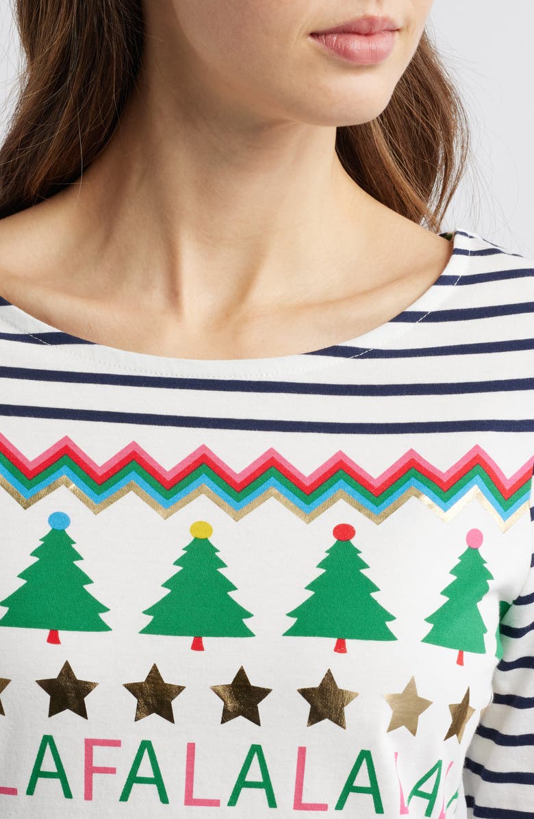 Boden Ella Breton Stripe Holiday Long Sleeve Cotton Graphic T-Shirt ...