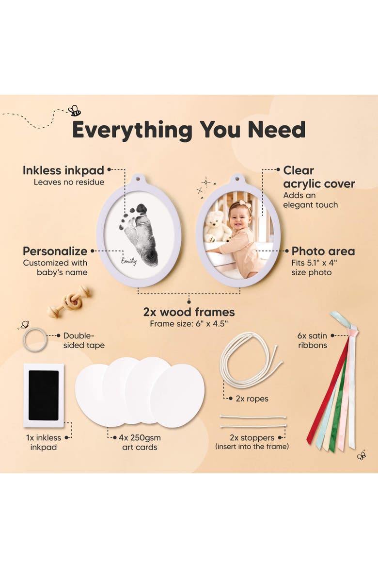 KeaBabies Bitsy Inkless Baby Print and Photo Ornaments | Nordstrom