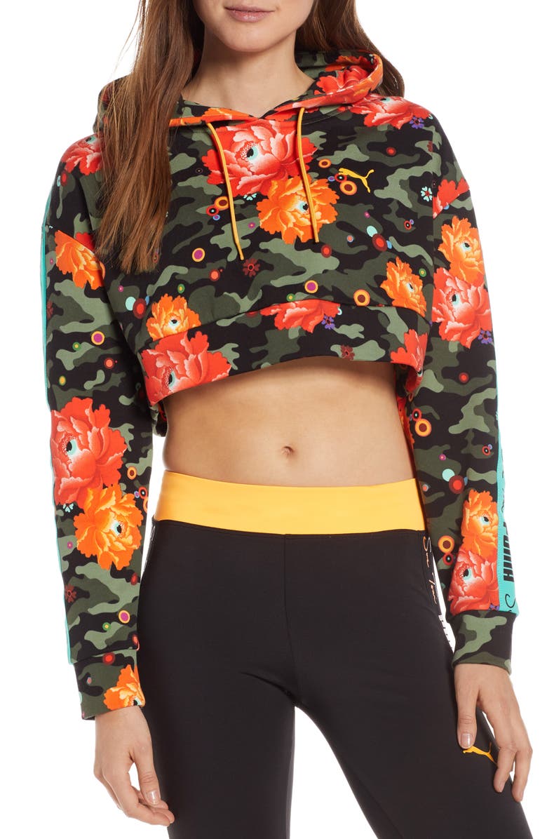 PUMA x Sue Tsai Floral Crop Hoodie | Nordstromrack