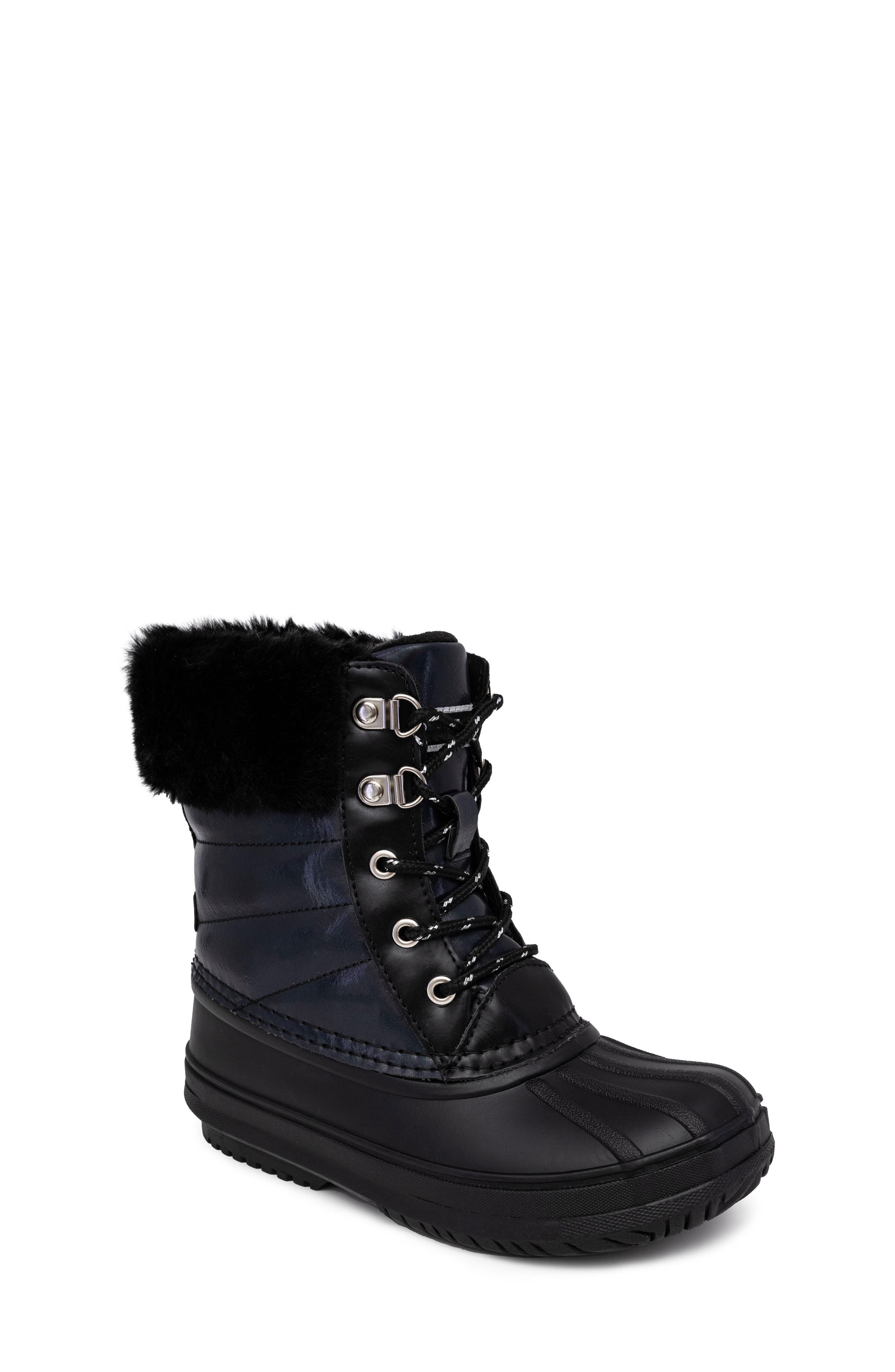 London Fog Kids' Duck Toe Boot with Faux Fur Trim | Nordstromrack