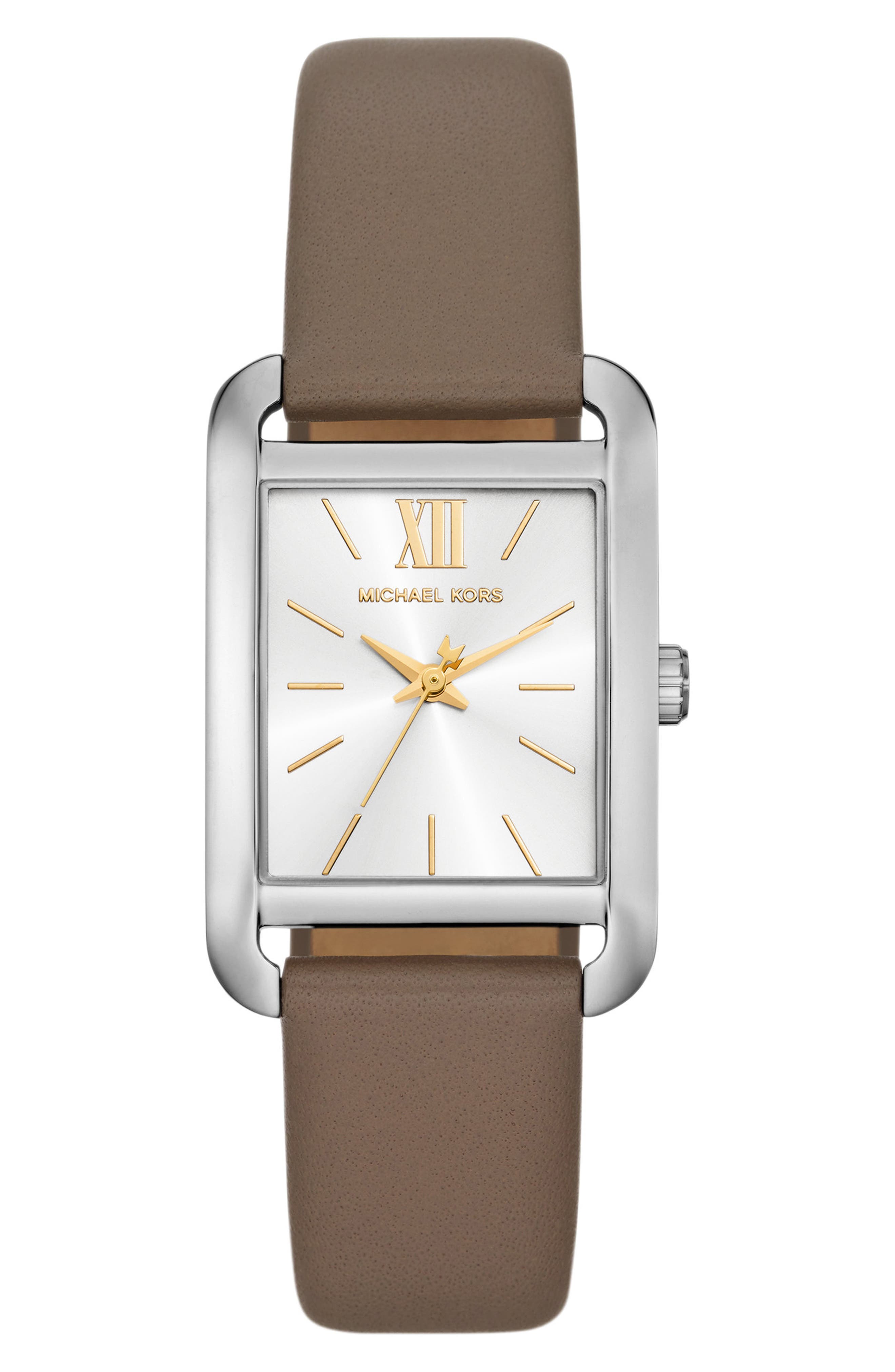 Michael Kors Monroe Three-Hand Quartz Leather Strap Watch, 27mm ...