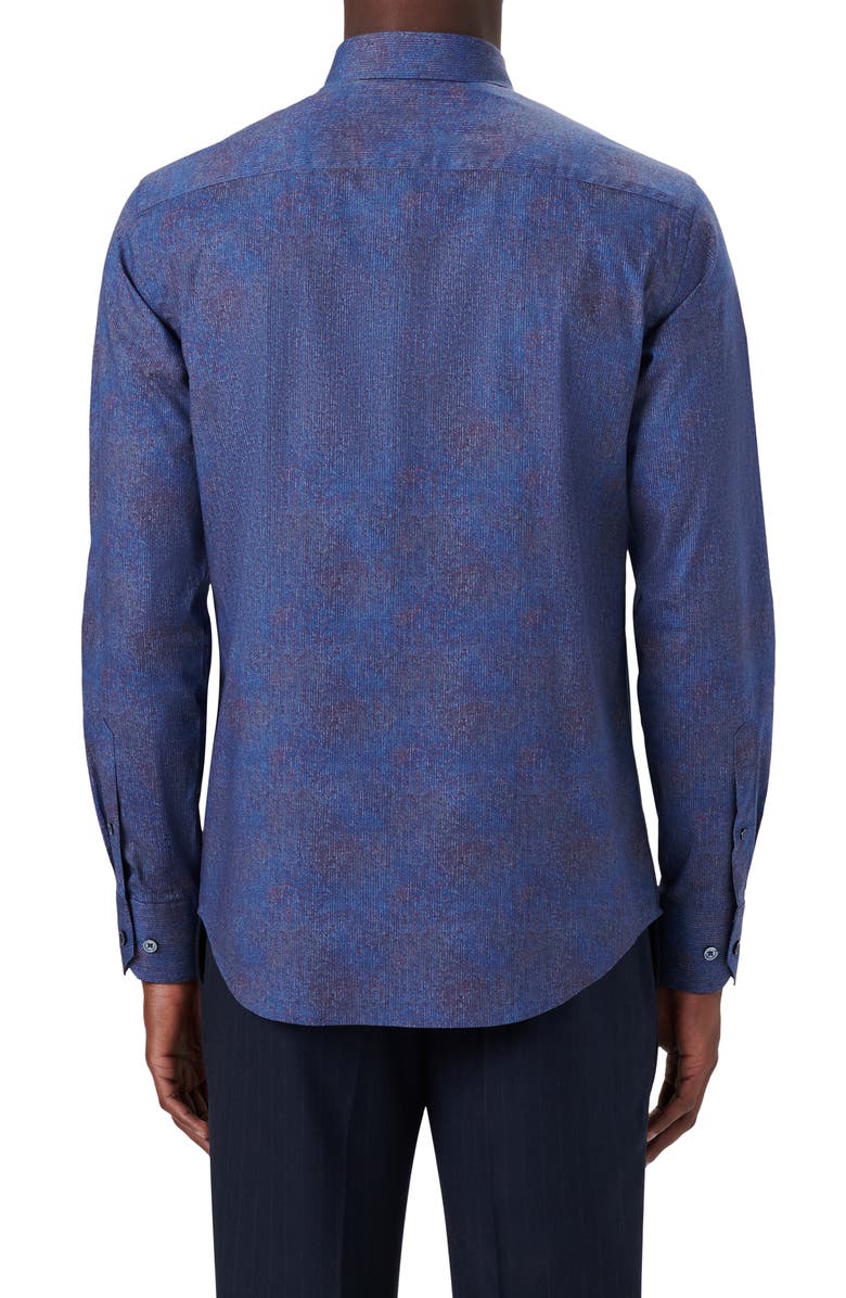 Bugatchi Shaped Fit Herringbone Stretch Cotton Button-Up Shirt | Nordstrom