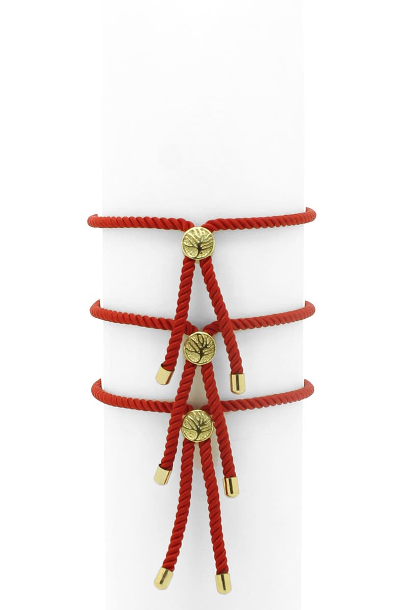 EYE CANDY LOS ANGELES Harraz Red Corduroy Adjustable Bracelet - Set of ...