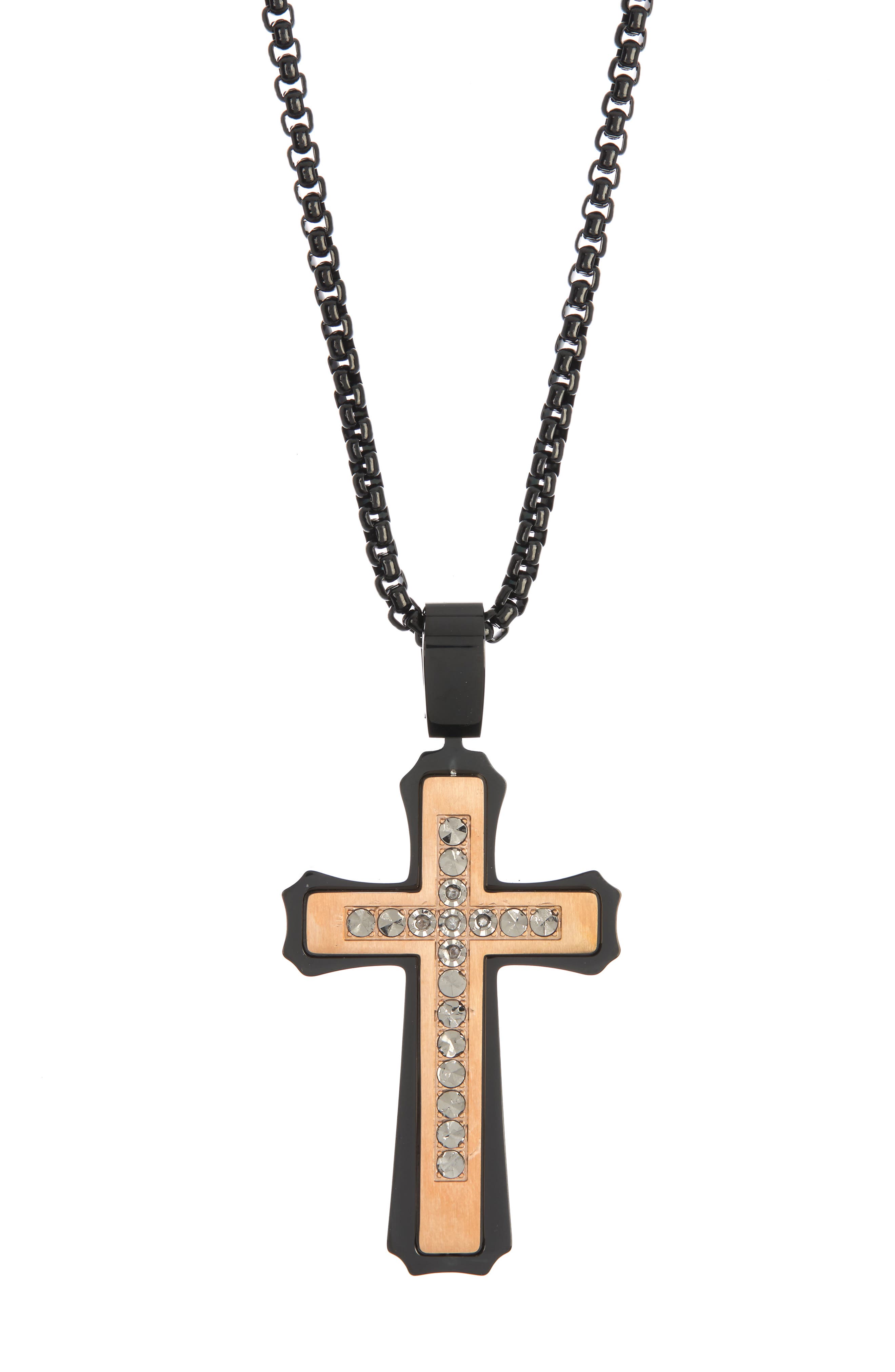 AMERICAN EXCHANGE Men's Stainless Steel Pavé Diamond Cross Pendant ...