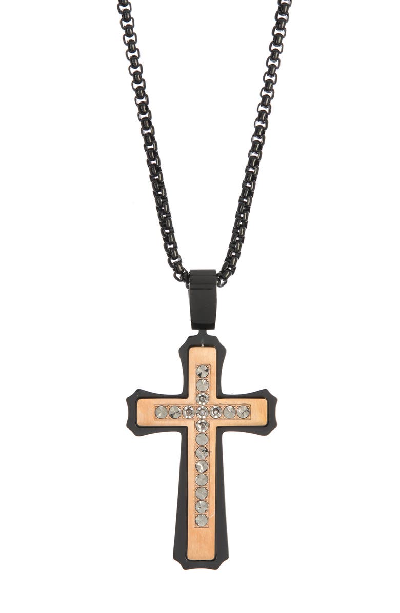 AMERICAN EXCHANGE Men's Stainless Steel Pavé Diamond Cross Pendant ...