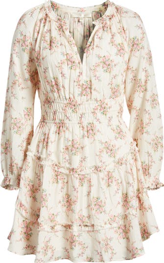 LoveShackFancy Mellini Floral Long Sleeve Cotton Minidress | Nordstrom