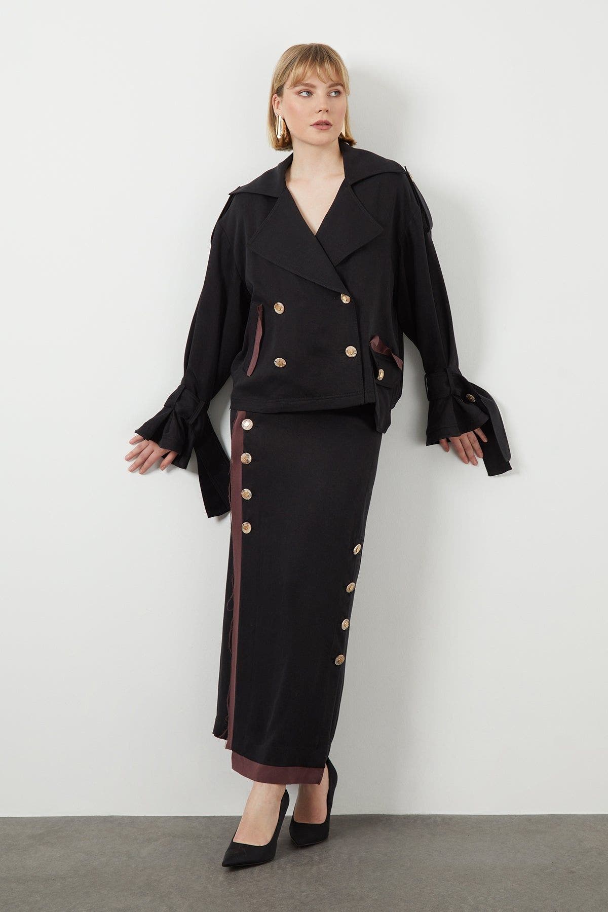 Gizia Tie-Sleeve Detail Black Jacket | Nordstrom