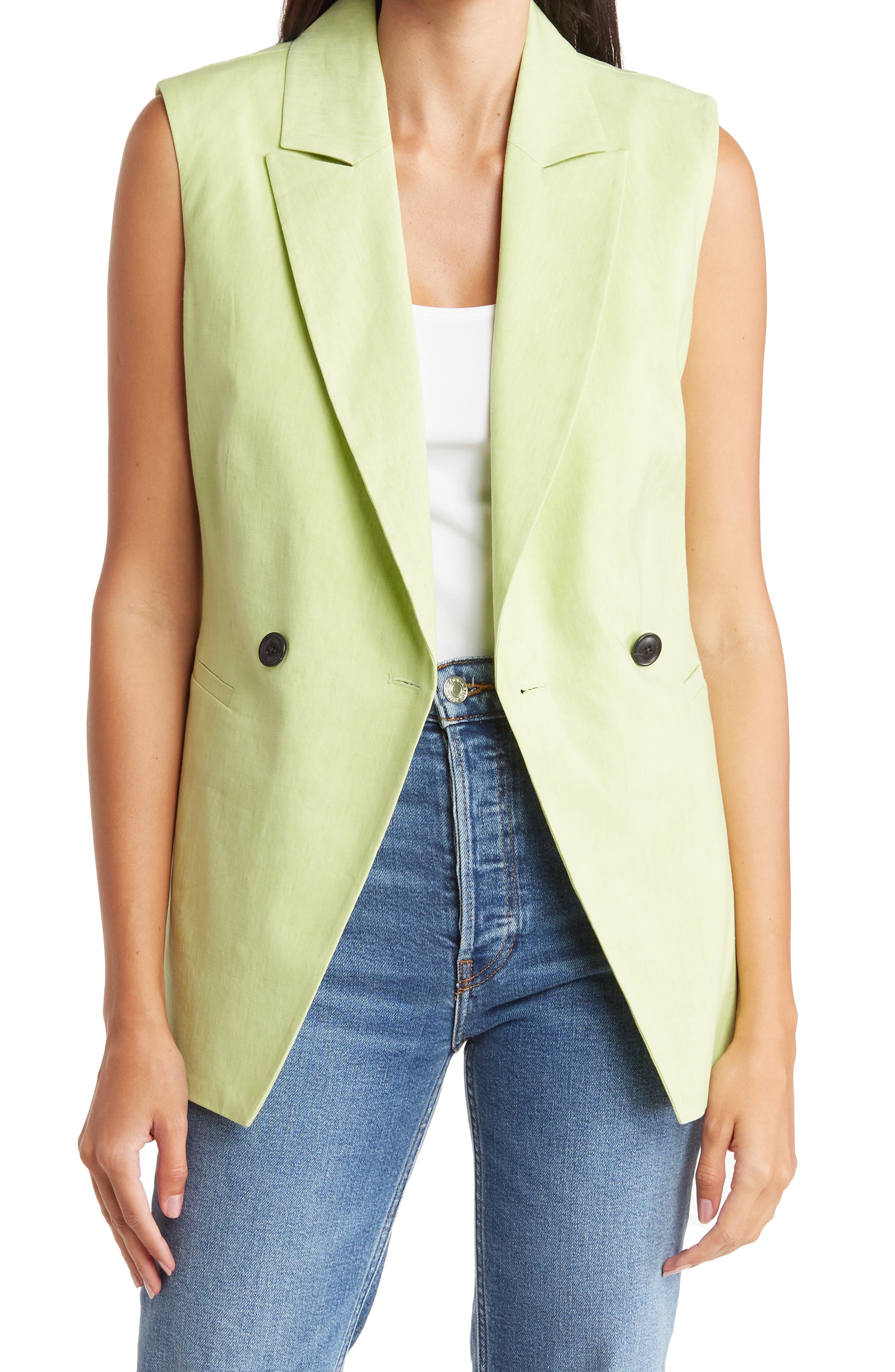 ARGENT Double Breasted Linen Blend Vest | Nordstromrack
