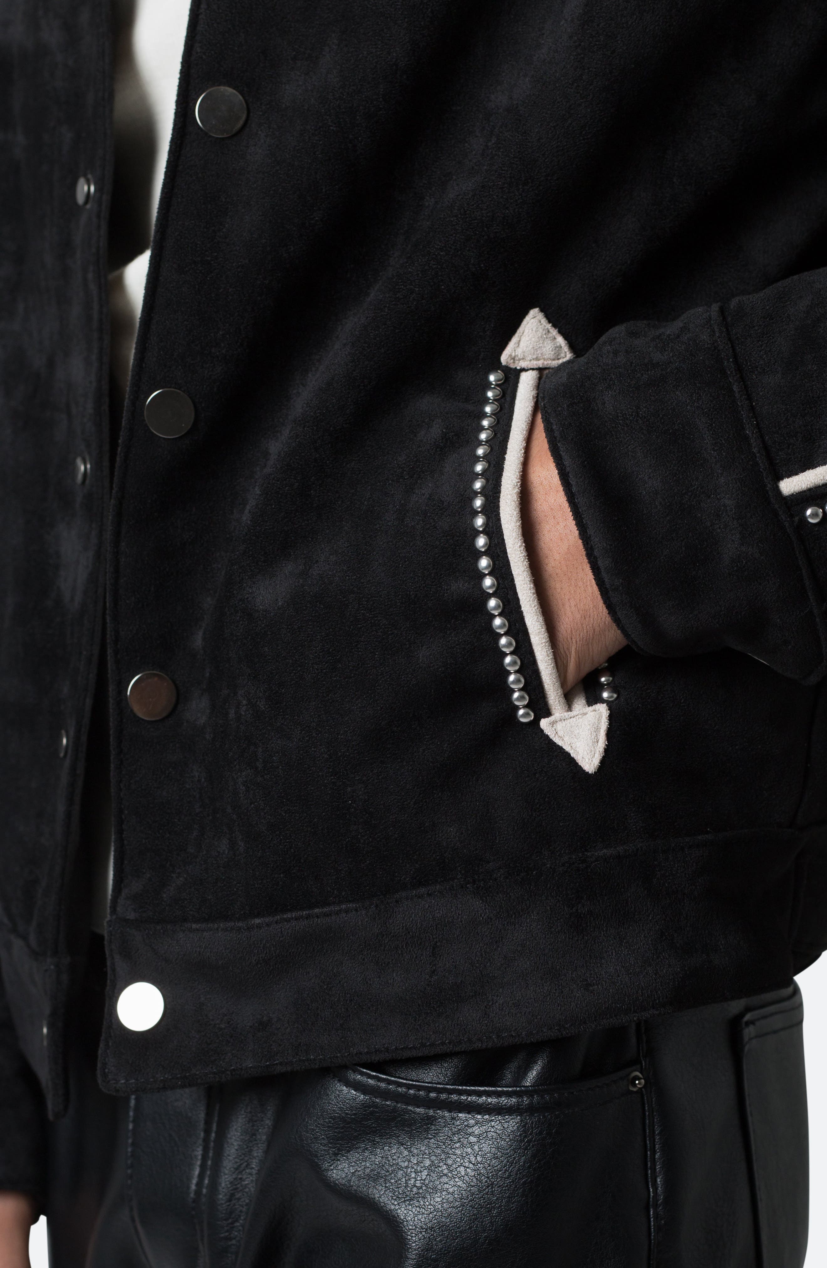 mnml Embellished Western Faux Suede Jacket | Nordstrom