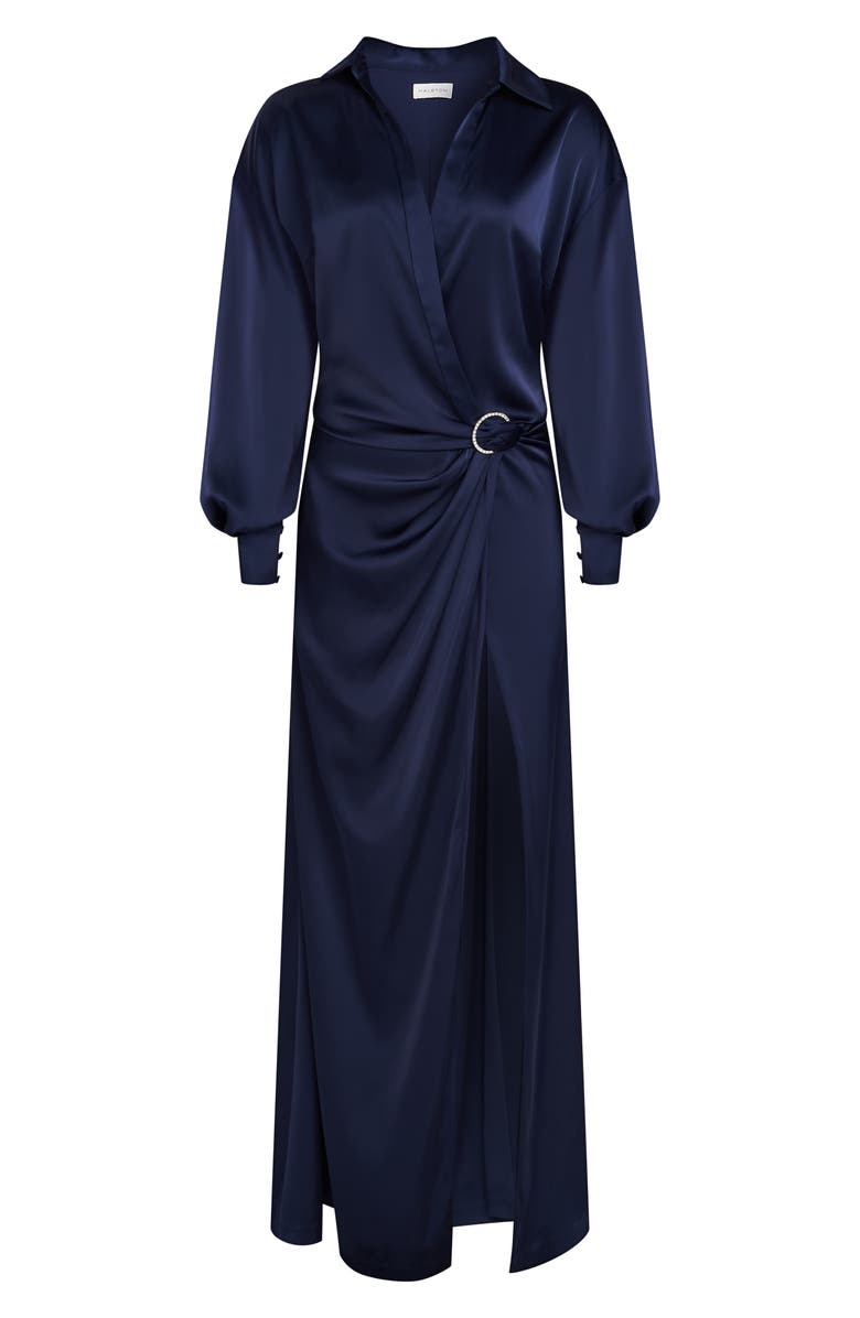 HALSTON Ivon Long Sleeve Satin Charmeuse Gown | Nordstromrack