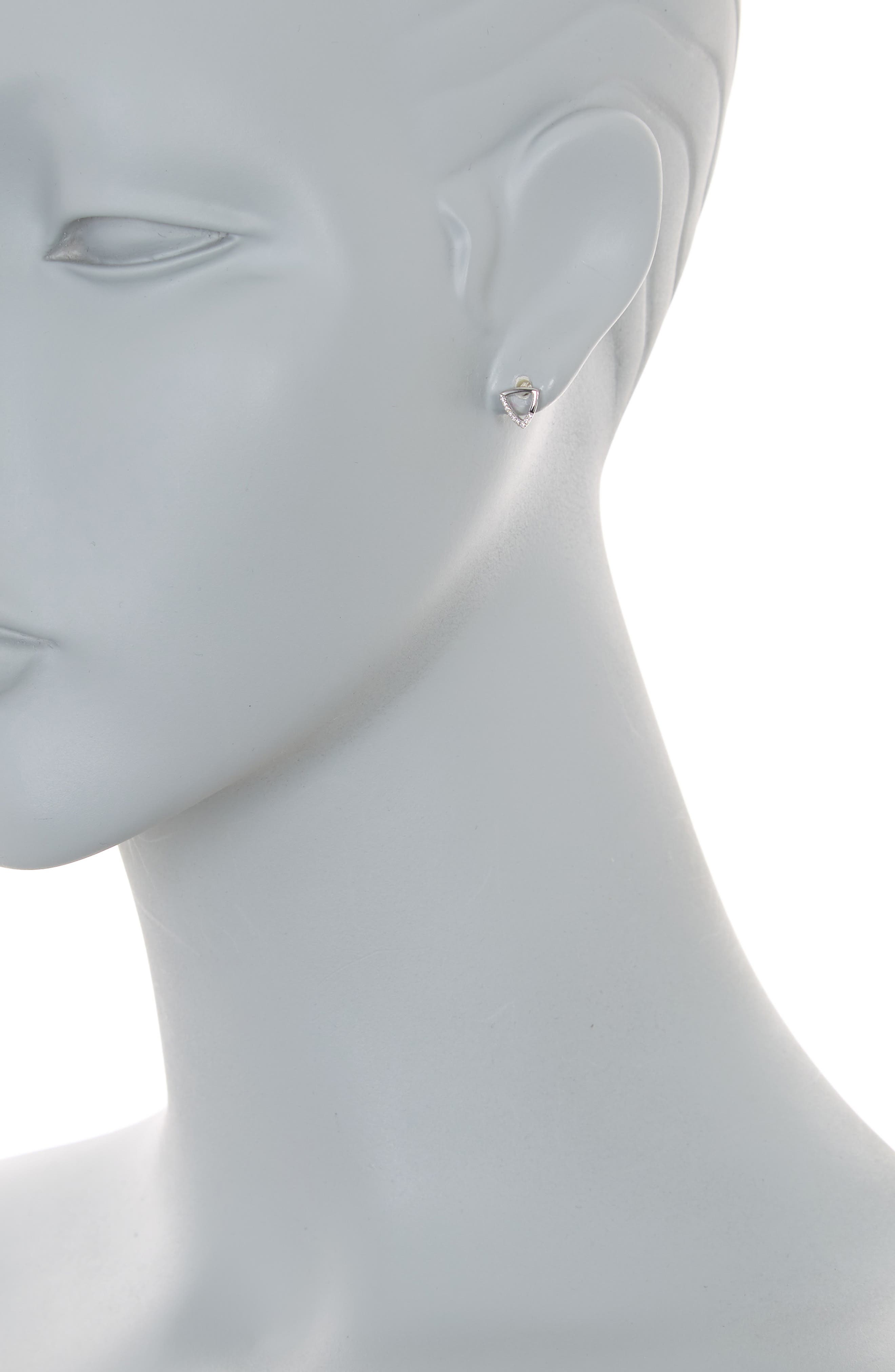 Bony Levy Icons 18K White Gold Pave Diamond Triangle Stud Earrings - 0. ...
