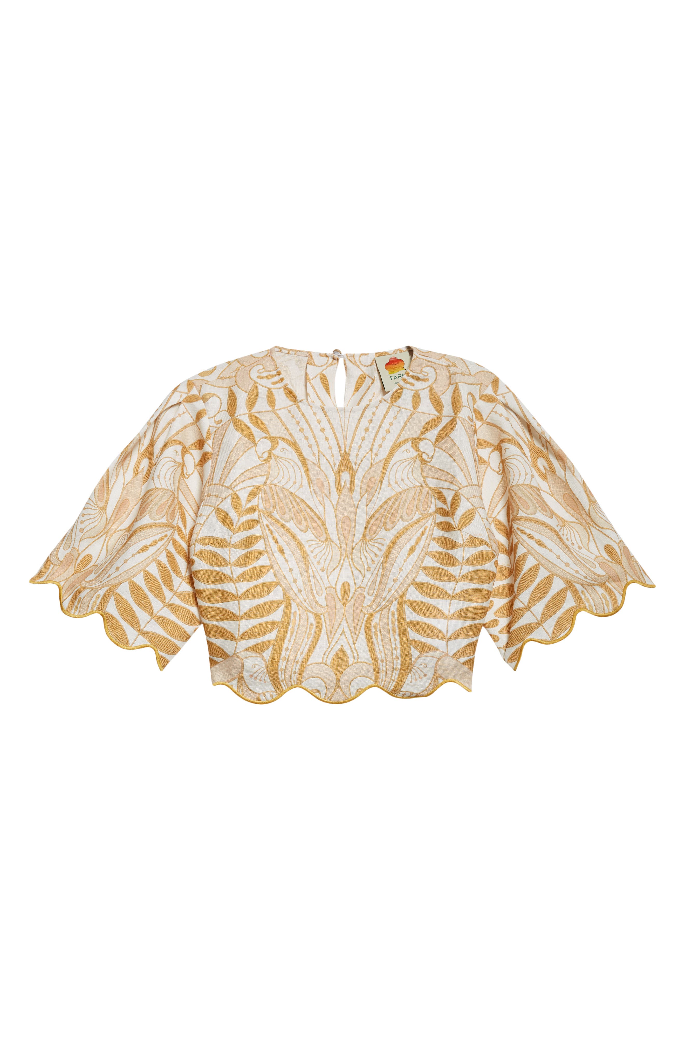 FARM Rio Lace Nature Linen Top | Nordstrom