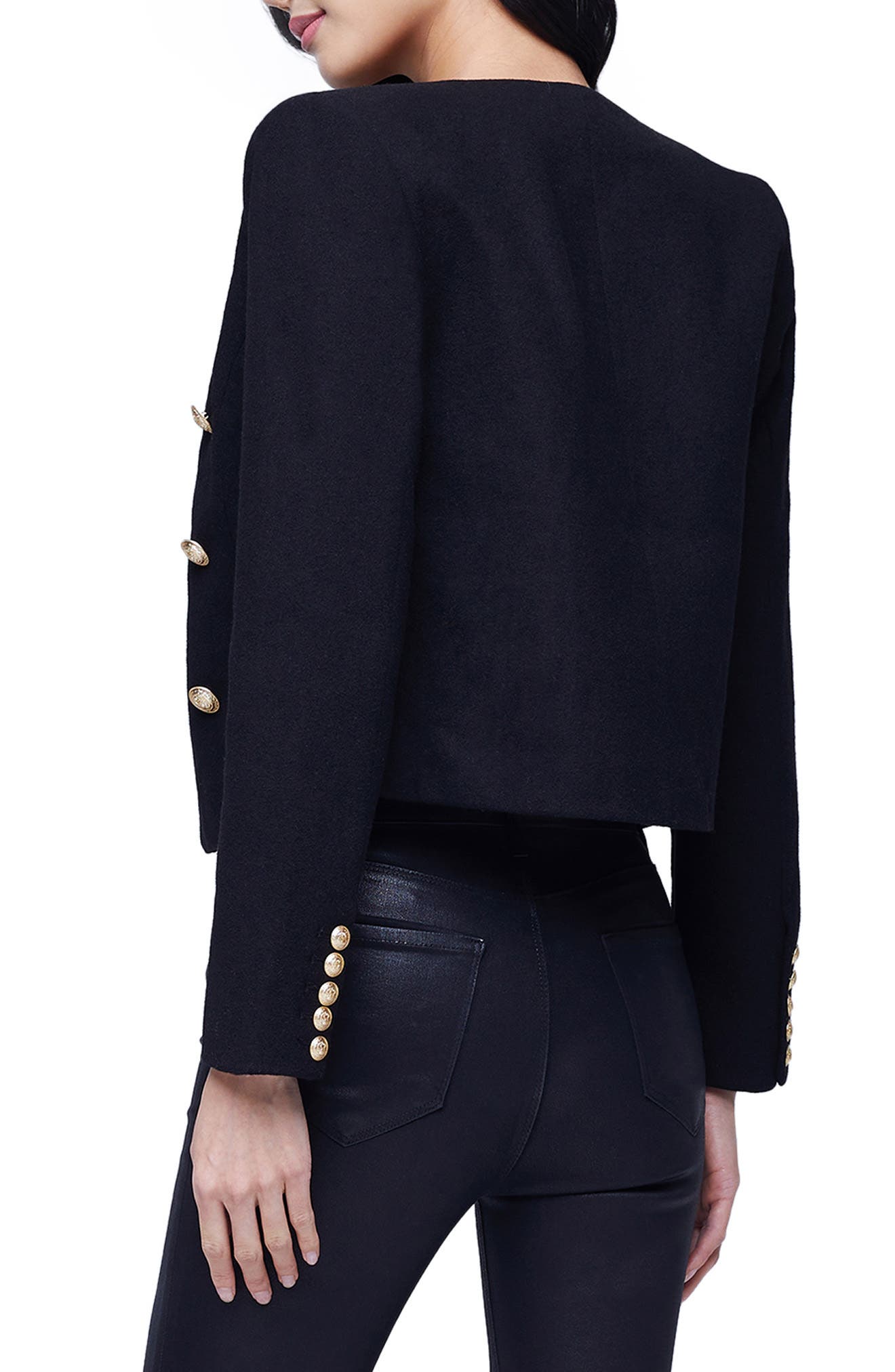 L'AGENCE True Collarless Wool Blend Jacket | Nordstromrack