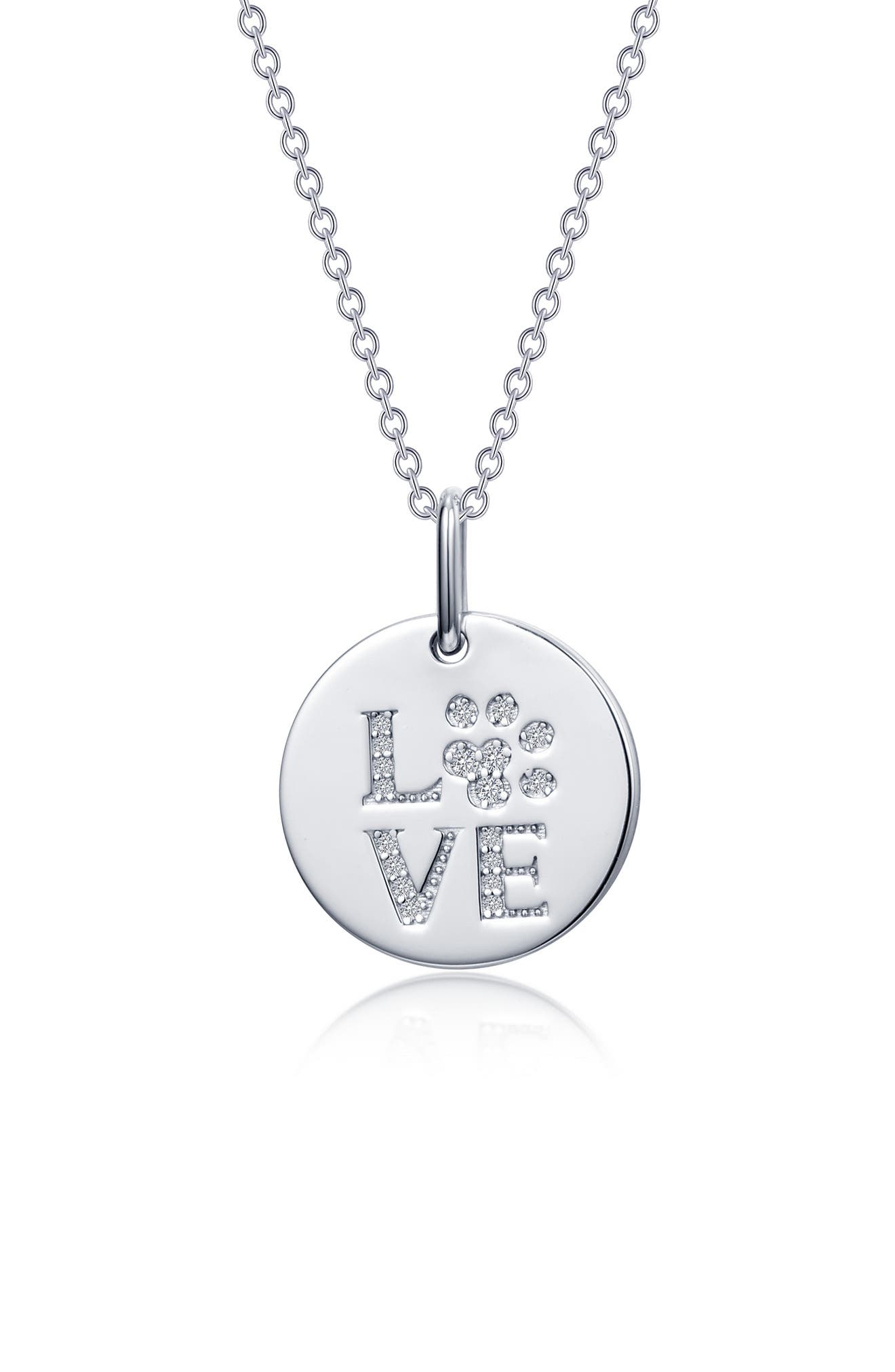 Lafonn Simulated Diamond Love Paw Print Pendant Necklace | Nordstrom