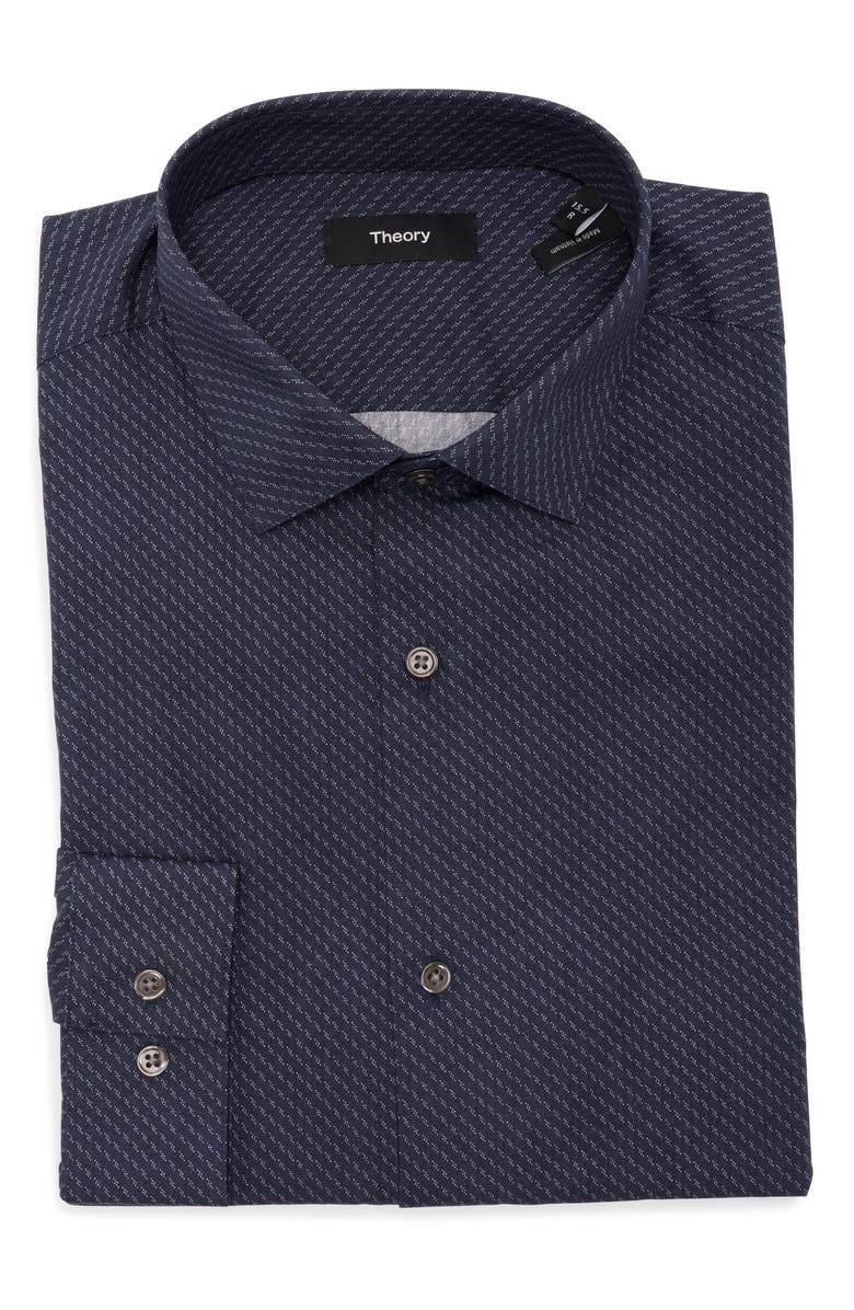 Theory Cedrick Diagonal Dash Cotton Button-Up Shirt | Nordstromrack