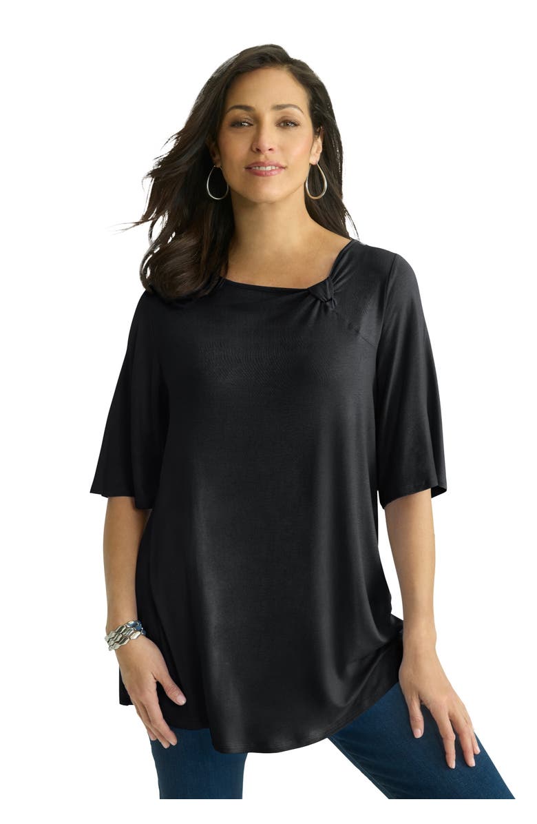 Jessica London Asymmetrical Twist Neck Tunic | Nordstrom