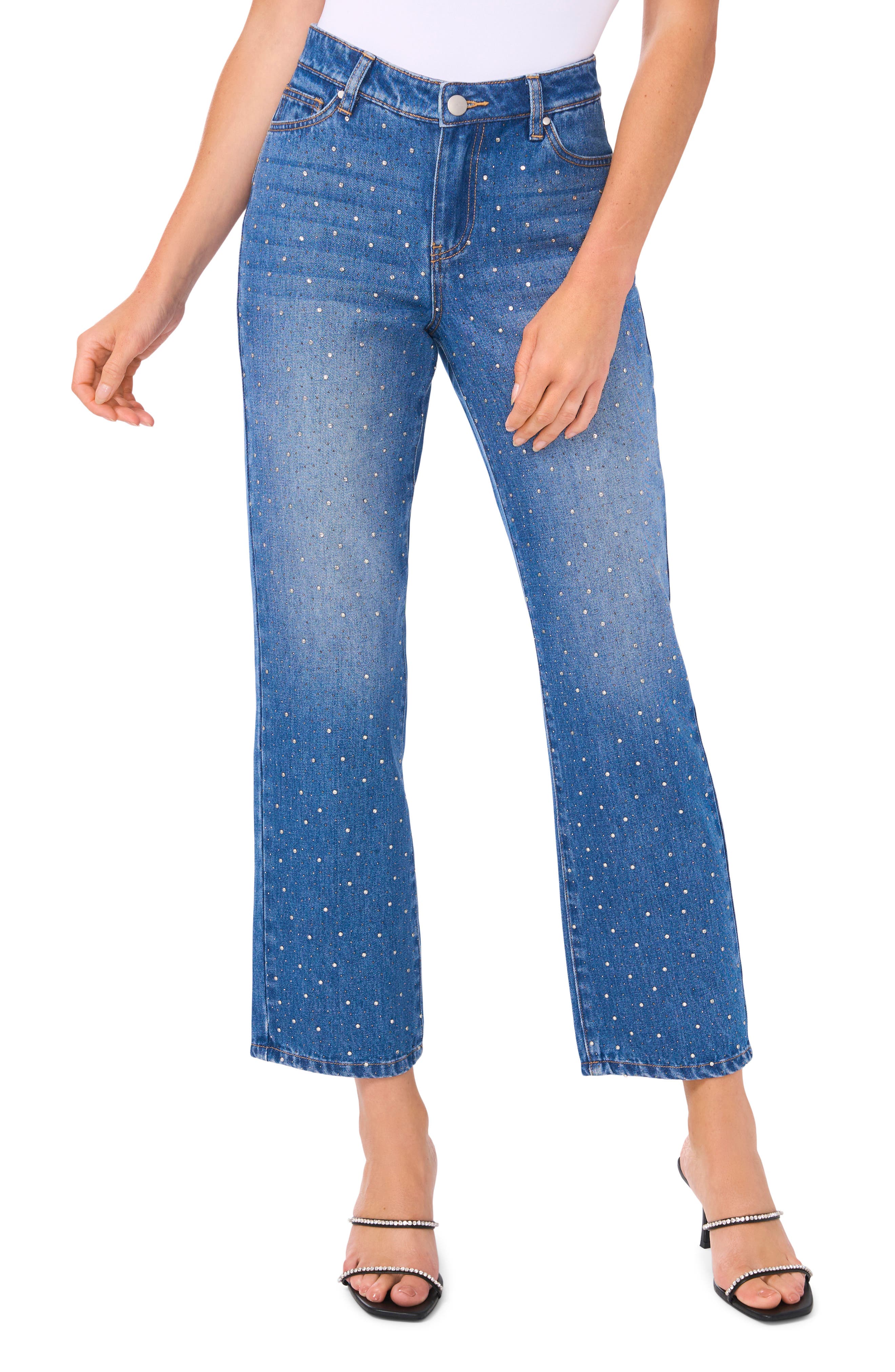 CeCe Embellished Straight Leg Jeans | Nordstrom
