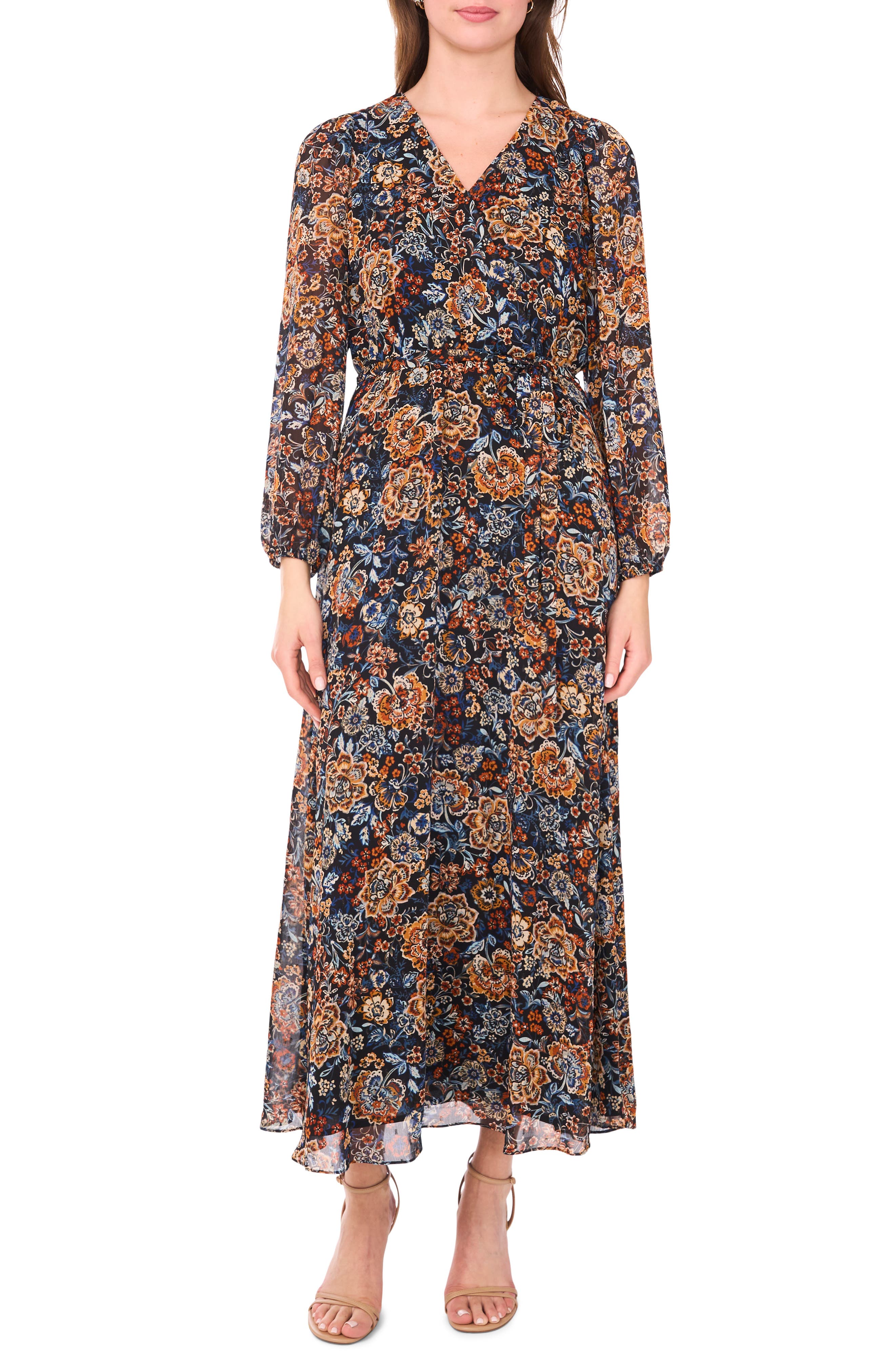 Halogen® Suprlice Neck Long Sleeve Maxi Dress | Nordstromrack