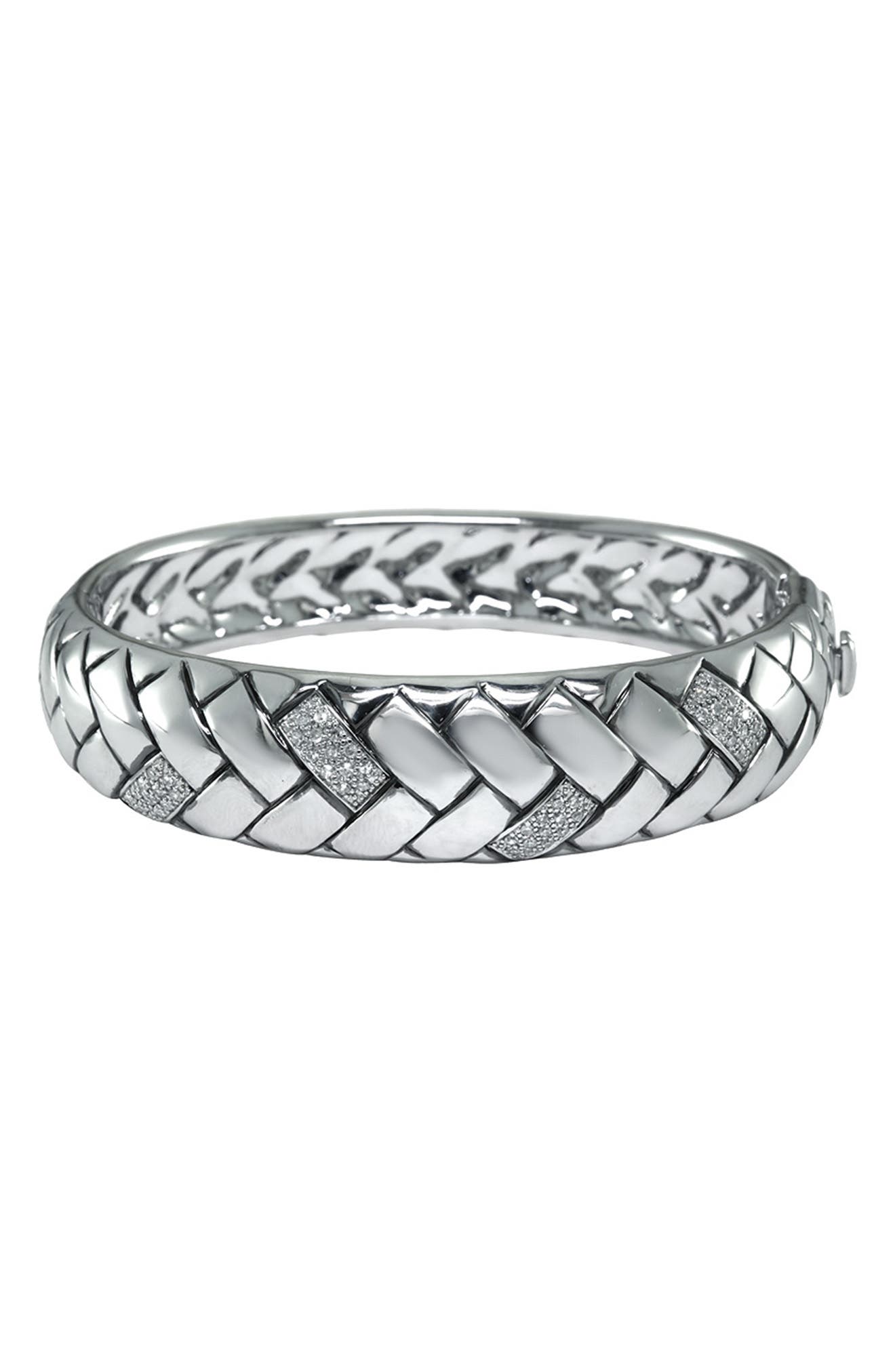 EFFY Sterling Silver Diamond Encrusted Weave Bangle Bracelet - 0.35 ctw ...
