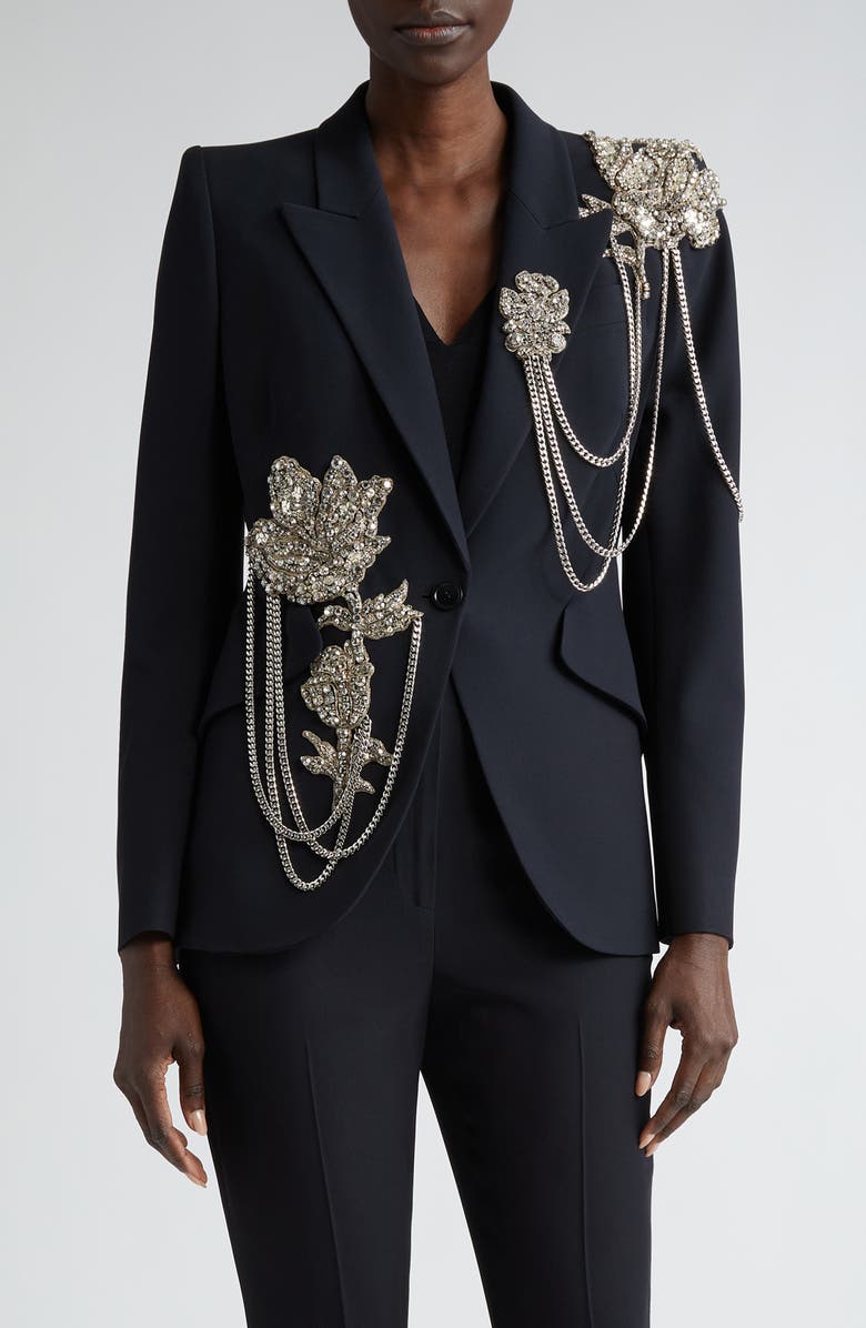 McQueen Floral Chain Single Breasted Blazer | Nordstrom