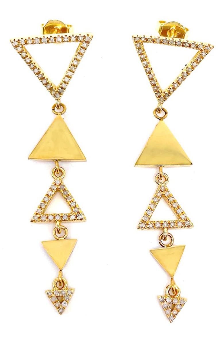 ADORNIA FINE 14K Yellow Gold Sterling Silver & Diamond Triangle Drop ...