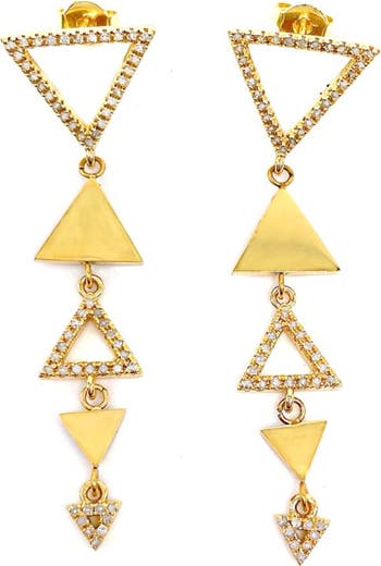 ADORNIA FINE 14K Yellow Gold Sterling Silver & Diamond Triangle Drop ...