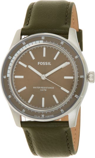 Fossil Men's Sullivan Solar Powered Leather Strap Watch, 44mm ...