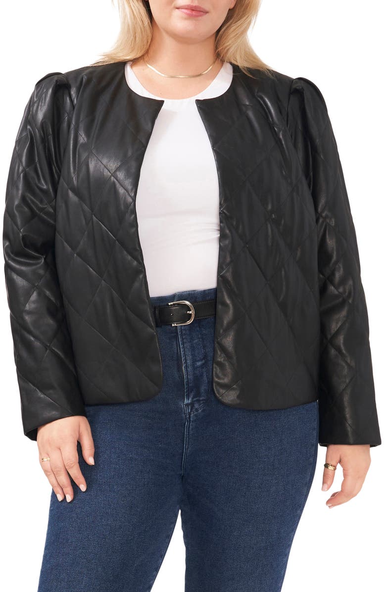 Vince Camuto Puff Shoulder Quilted Faux Leather Jacket | Nordstromrack