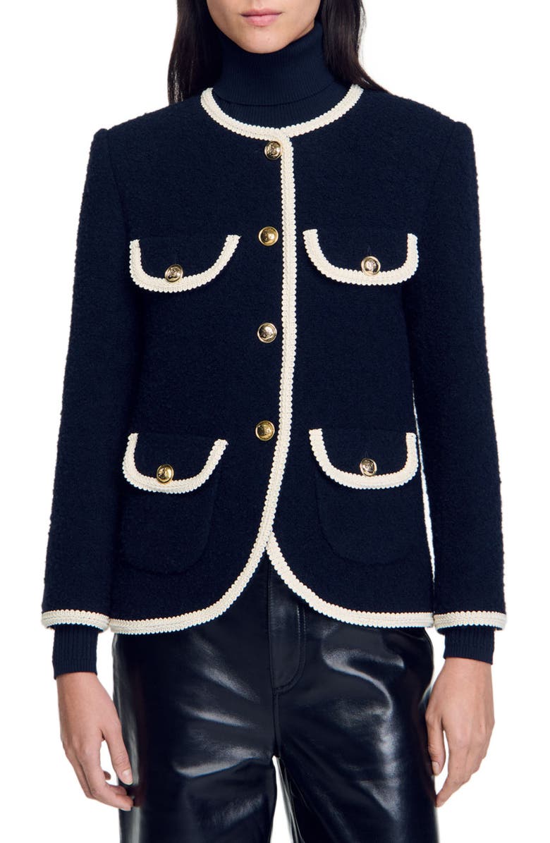 SANDRO Long tweed jacket | Nordstrom