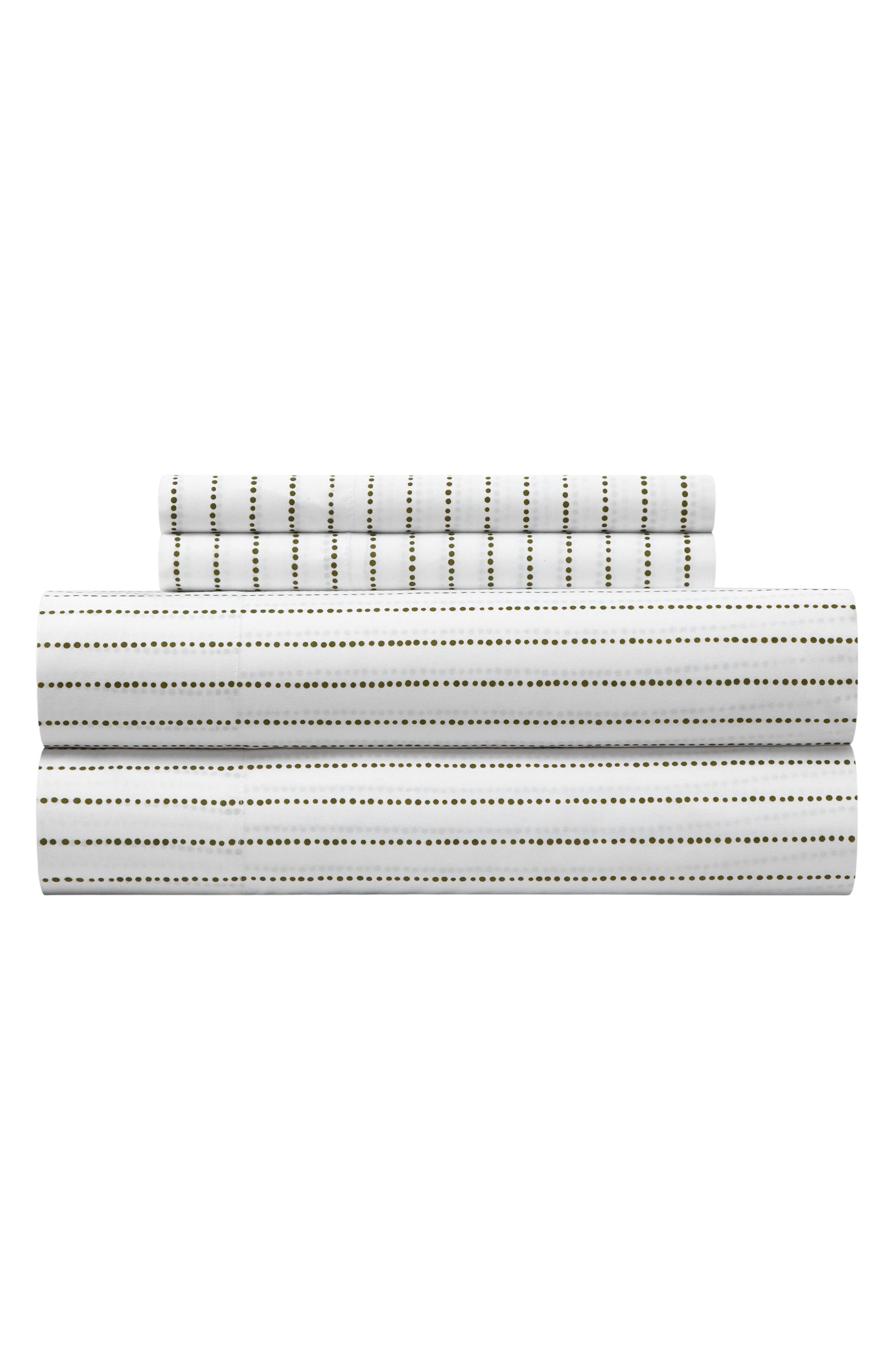 CHIC Karley White & Green Dot Microfiber Sheet Set - King Size ...