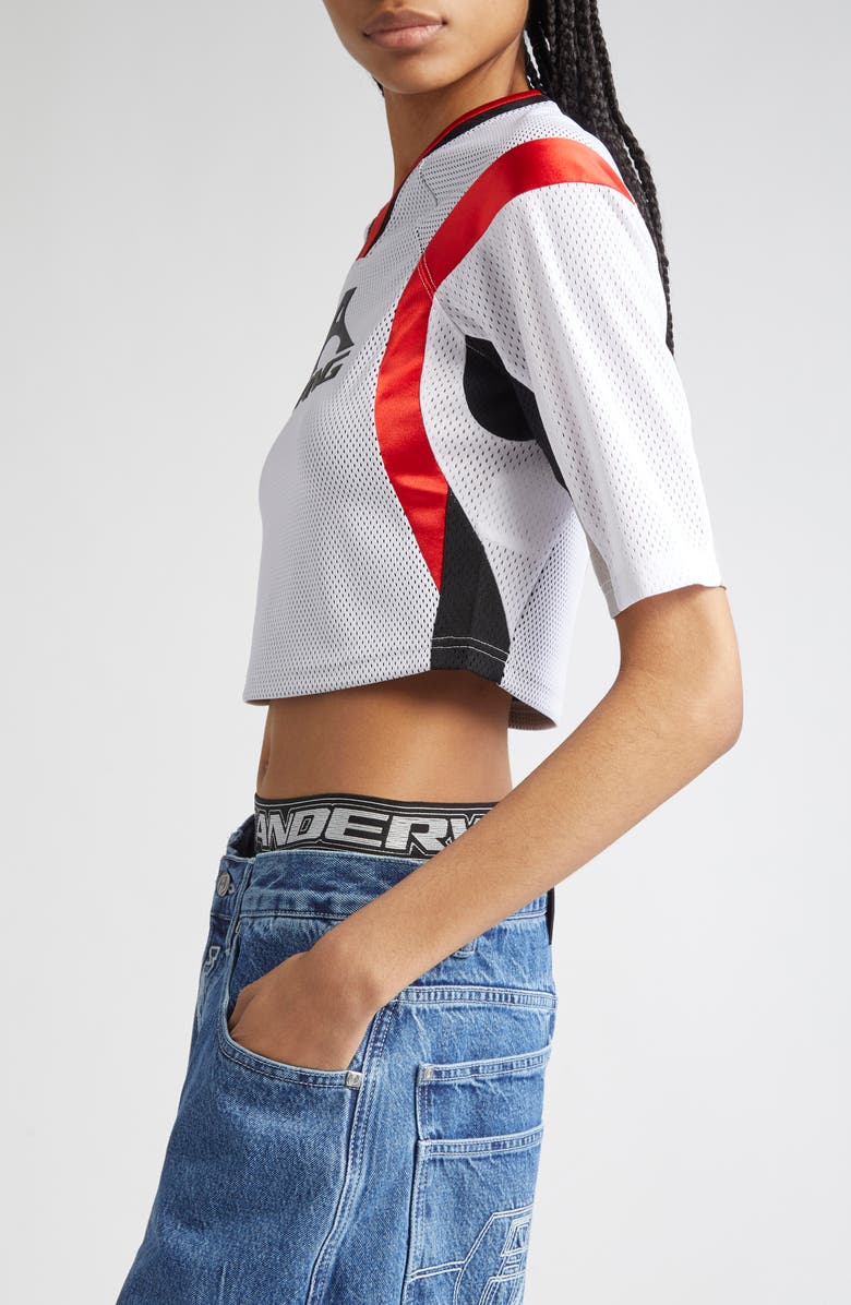 Alexander Wang Reflective Logo Shrunken Hockey Jersey | Nordstrom