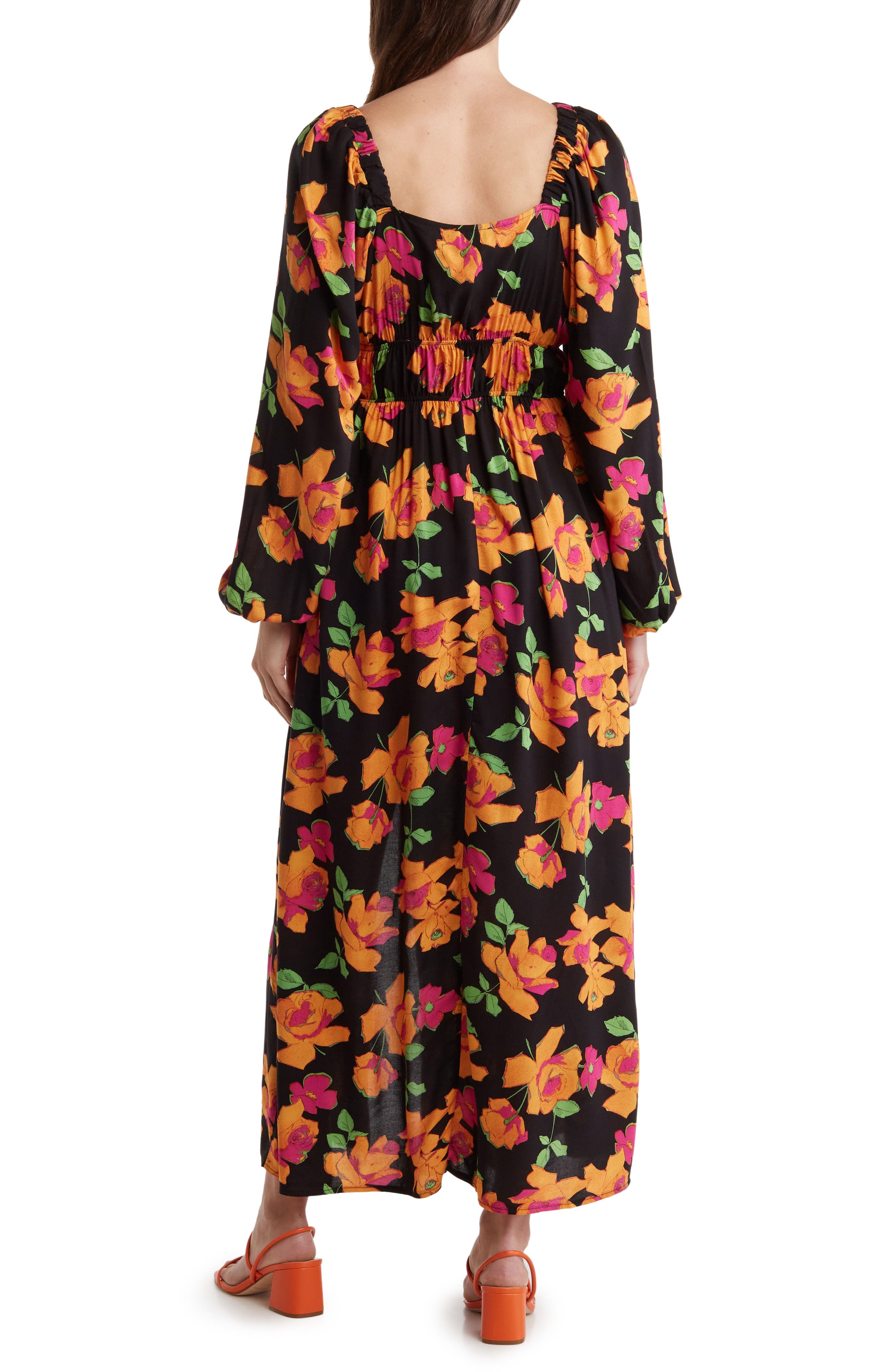 ASOS DESIGN Tea Floral Long Sleeve Maxi Dress | Nordstromrack