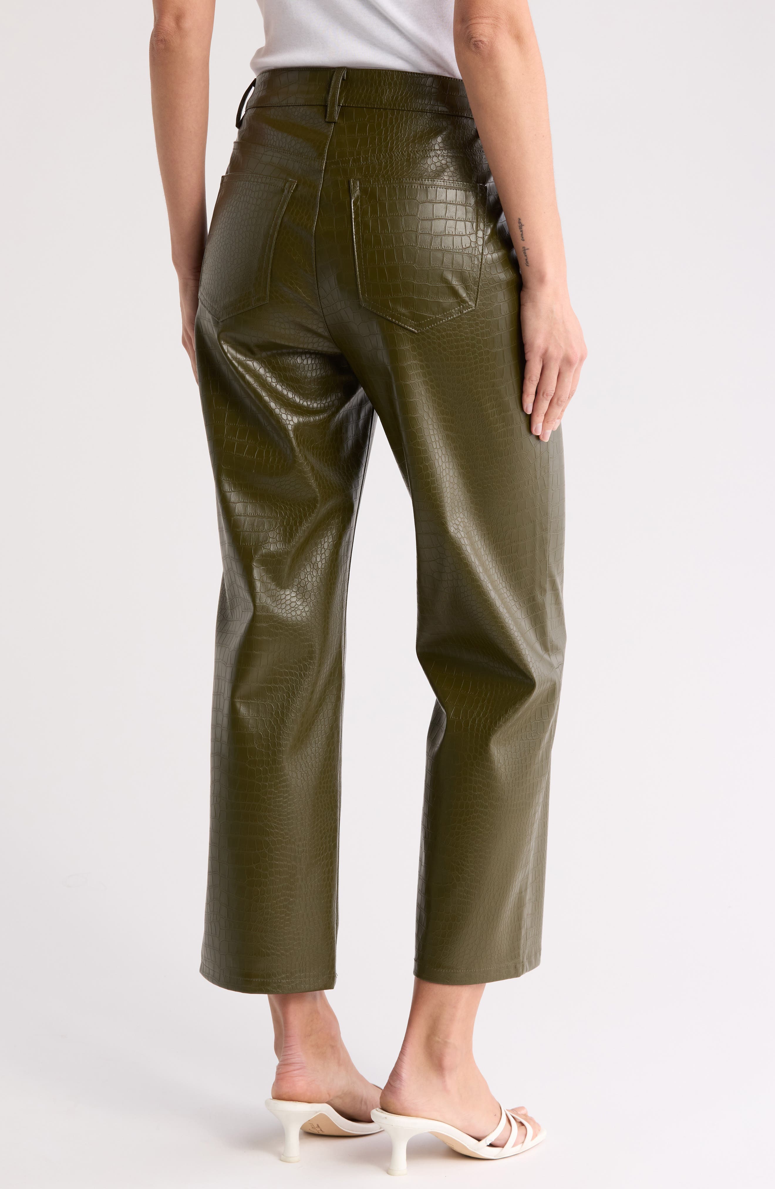 Vigoss Croc Embossed Faux Leather Crop Pants | Nordstromrack