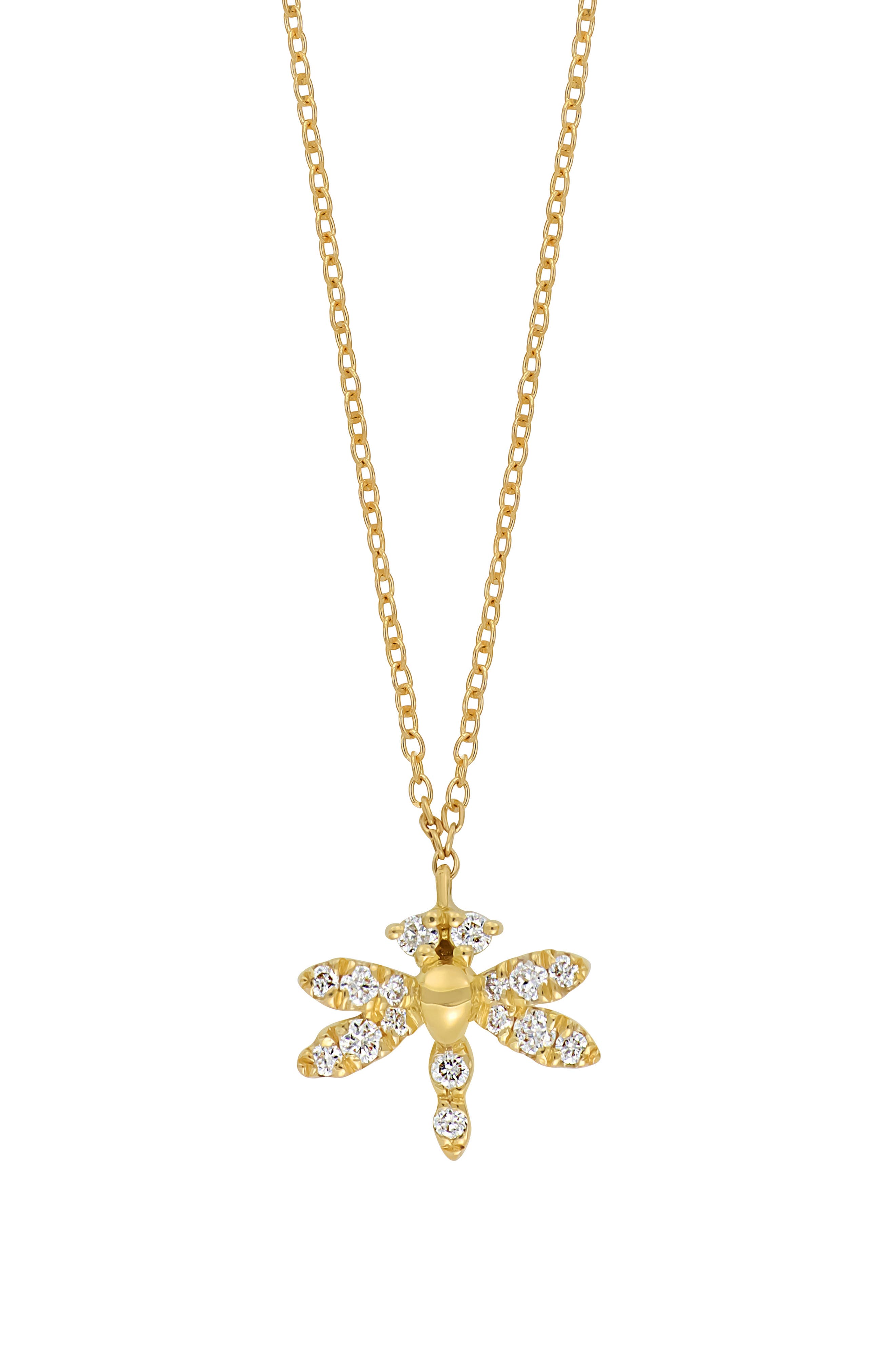 Bony Levy 18K Gold Diamond Dragonfly Pendant Necklace - 0.08ct ...