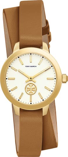Tory Burch Collins Double Wrap Leather Strap Watch, 32mm | Nordstromrack