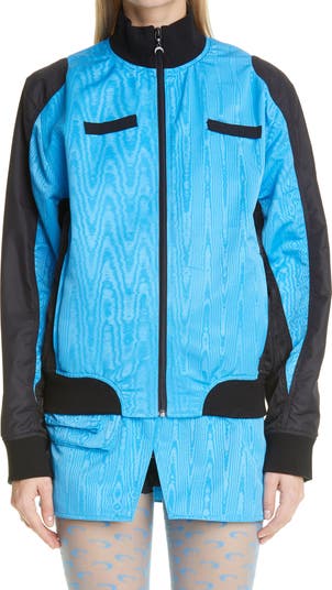 Marine Serre Moiré Crop Colorblock Bomber Jacket | Nordstrom
