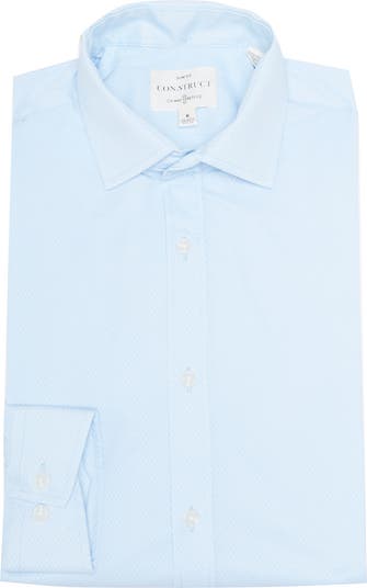 CONSTRUCT Slim Fit Blue Textured Diamond Geo Wrinkle-Free Stretch Dress ...