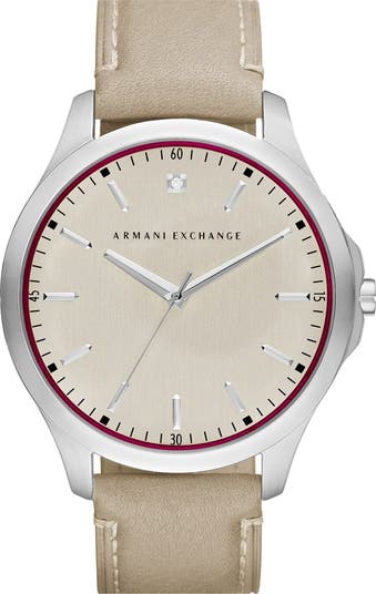 AX Armani Exchange Leather Strap Watch, 46mm | Nordstrom