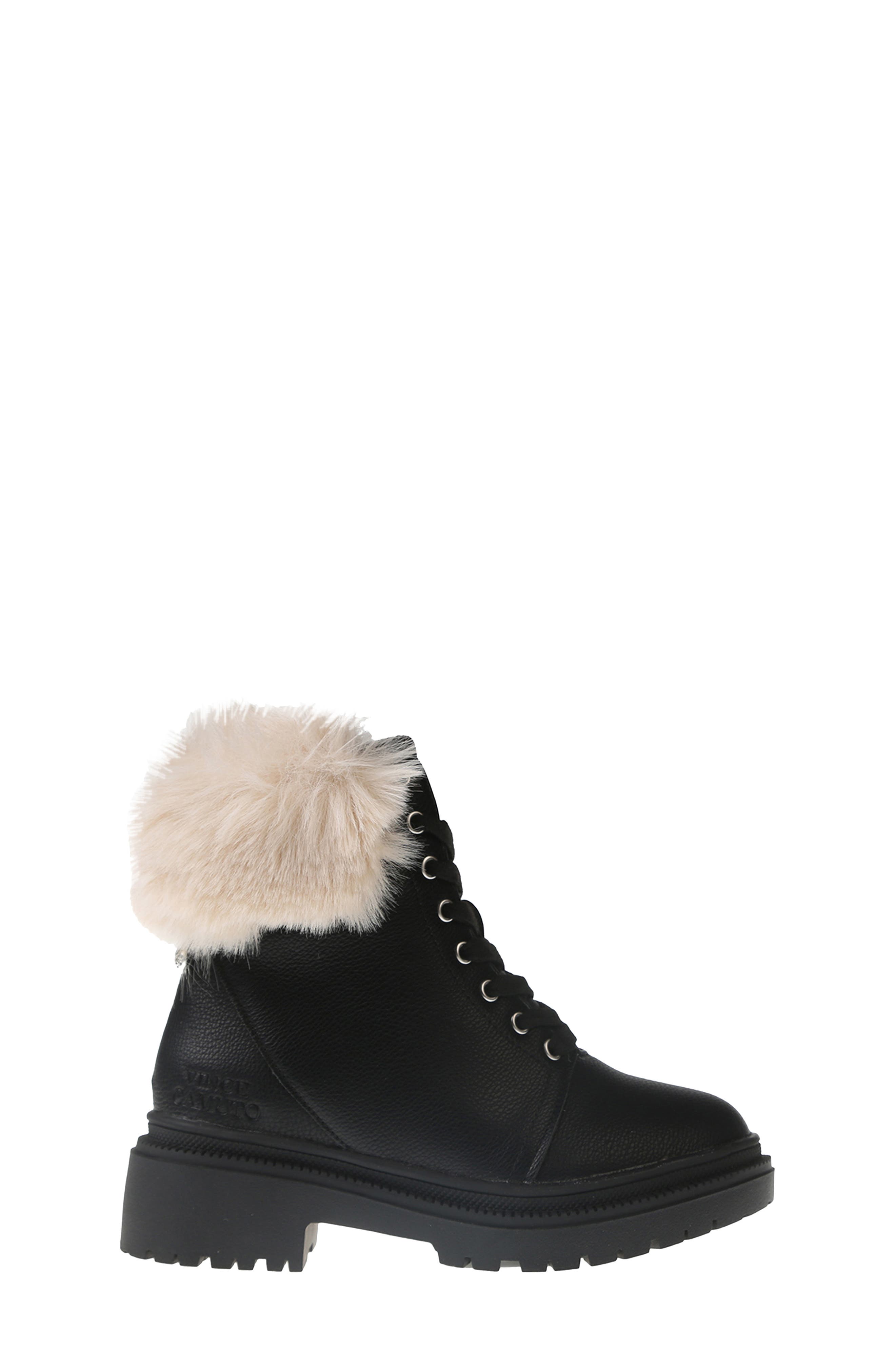 Vince Camuto Faux Fur Cuff Lace-Up Boot | Nordstromrack