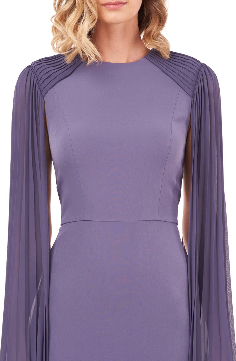 Kay Unger Pleated Cape Sleeve Column Gown | Nordstromrack