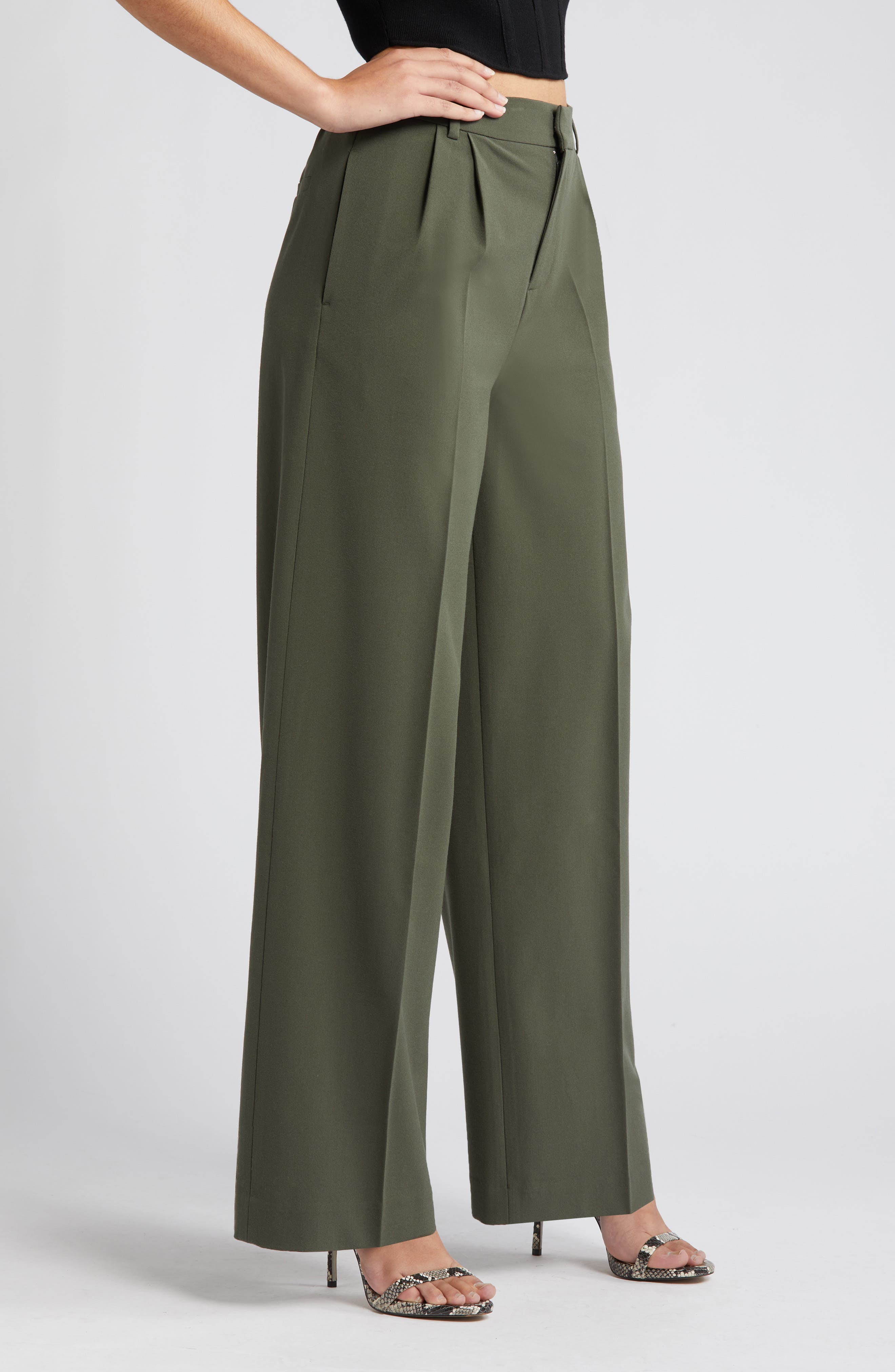 Open Edit Relaxed Waist Wide Leg Trousers | Nordstrom
