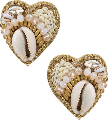 JARDIN Shell Beaded Heart Shaped Stud Earrings | Nordstromrack