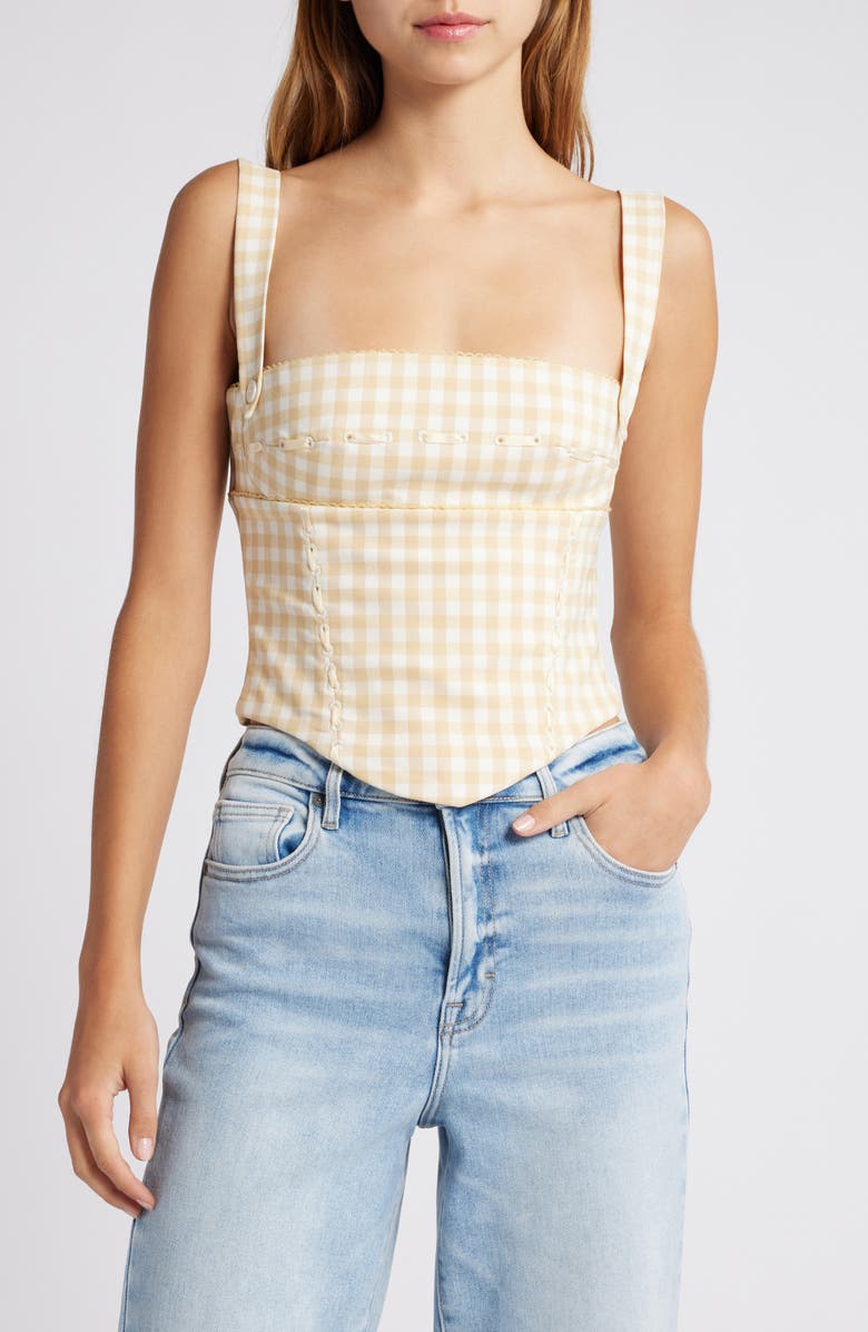 HOUSE OF CB Lottie Gingham Corset Tank | Nordstrom