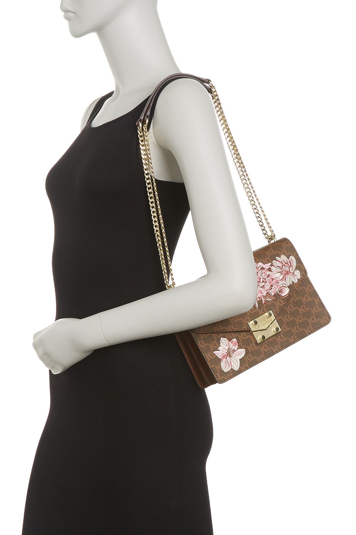 KARL LAGERFELD PARIS Corinne Floral & Logo Print Chain Shoulder Bag ...