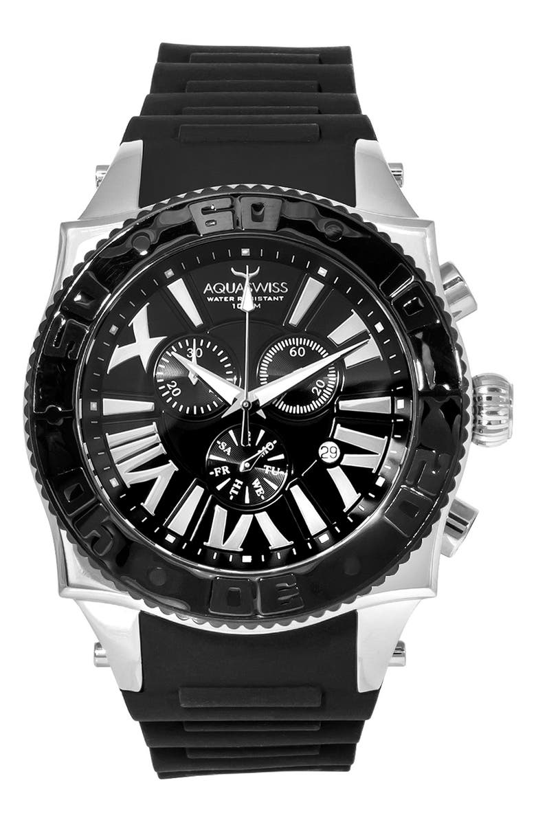 AQUASWISS Men's Swissport XG Leather Strap Watch, 50mm x 63mm ...