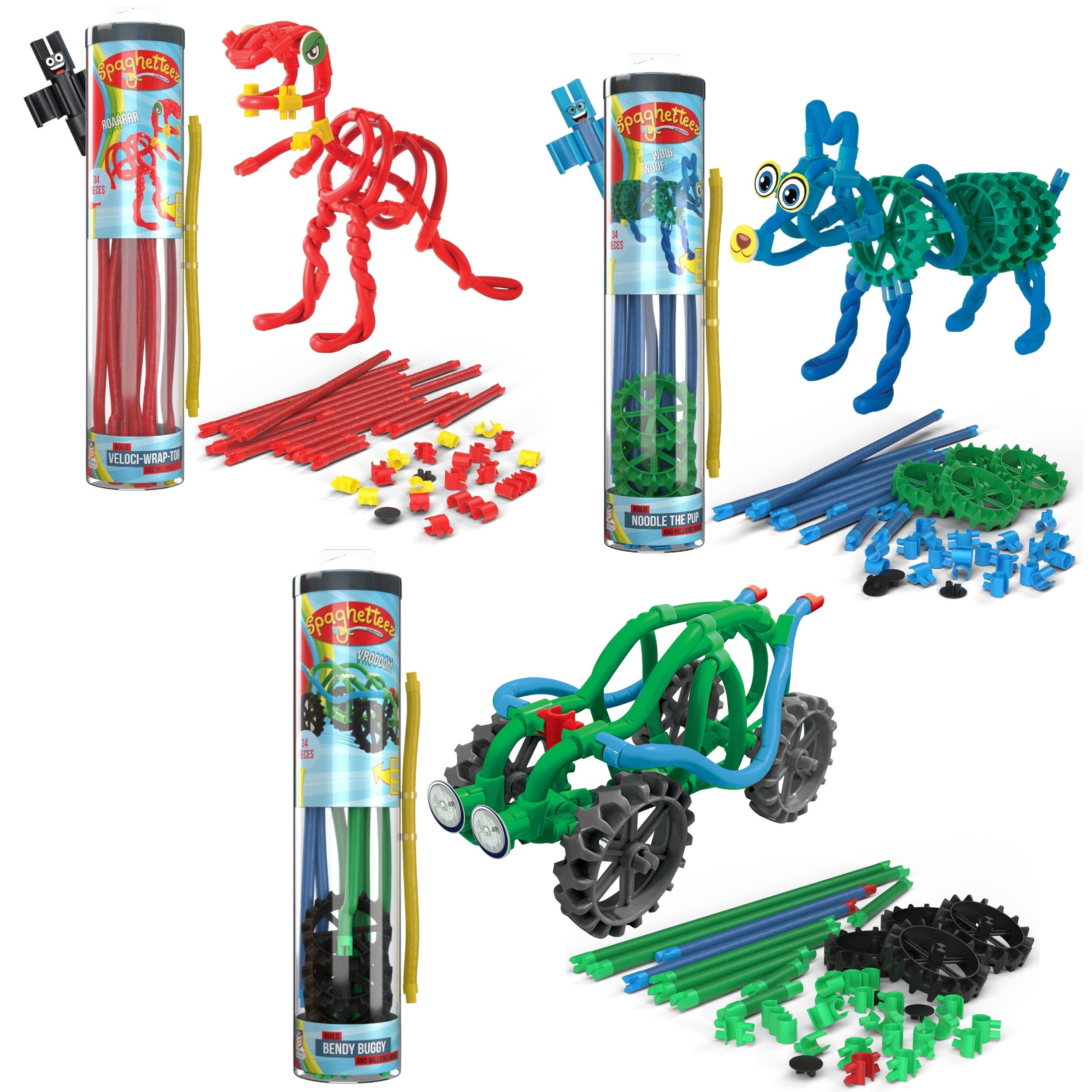 Mukikim Spaghetteez Veloci-Wrap-Tor, Noodles The Pup, and Bendy Buggy ...