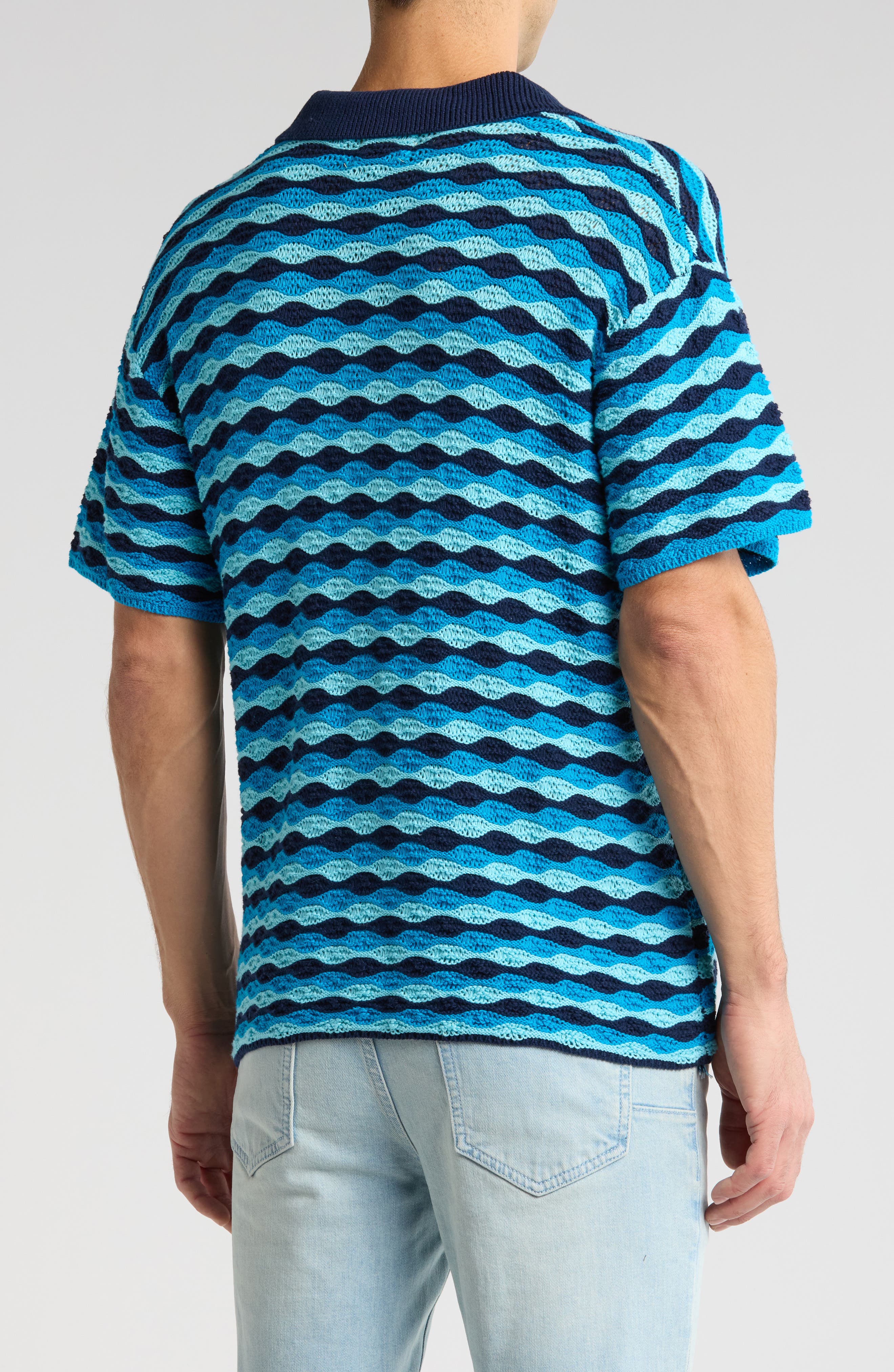 DIET STARTS MONDAY Beach Wave Short Sleeve Knit Button-Up Shirt ...