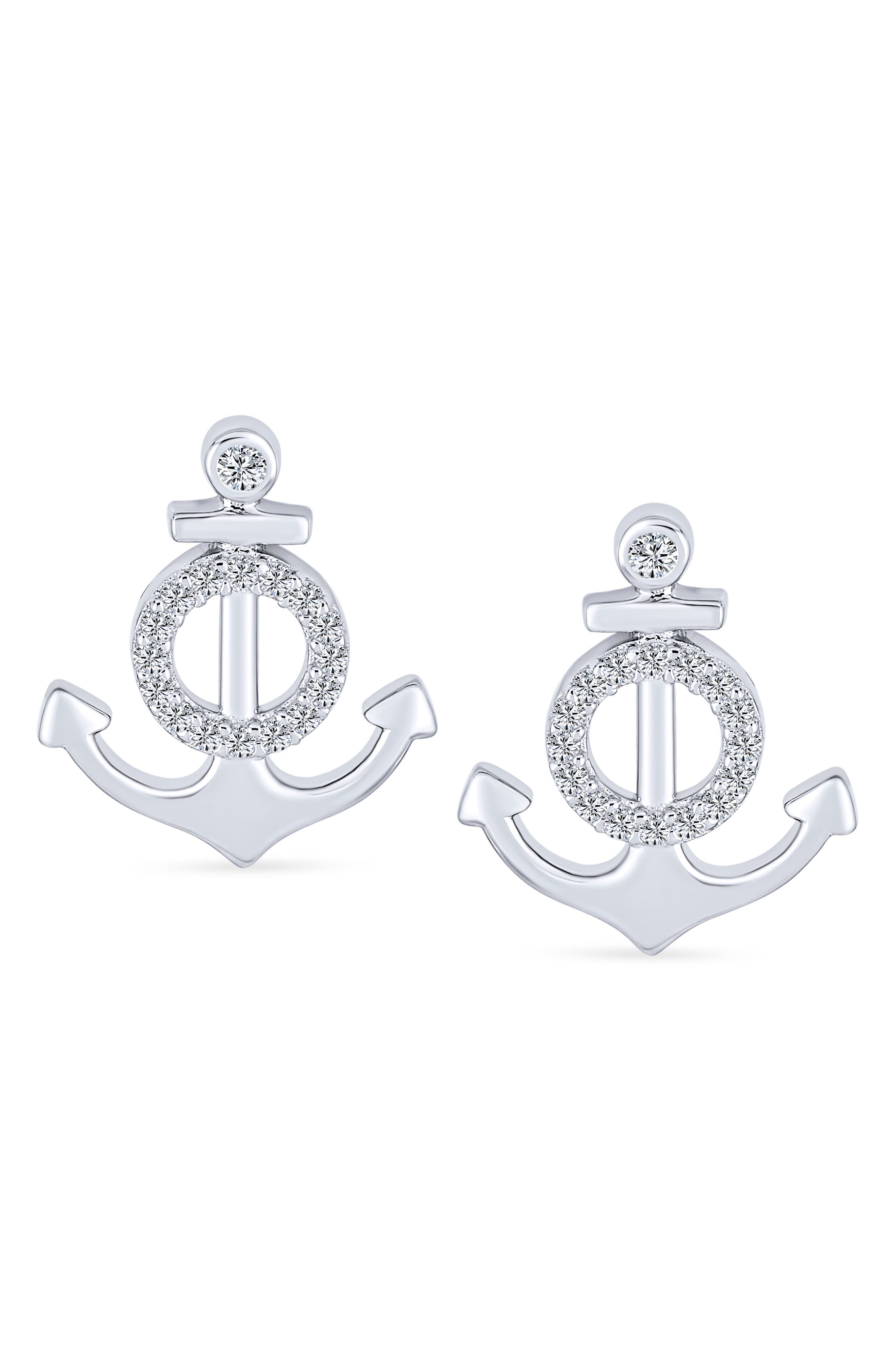 BLING JEWELRY Sterling Silver CZ Nautical Boat Stud Earrings ...